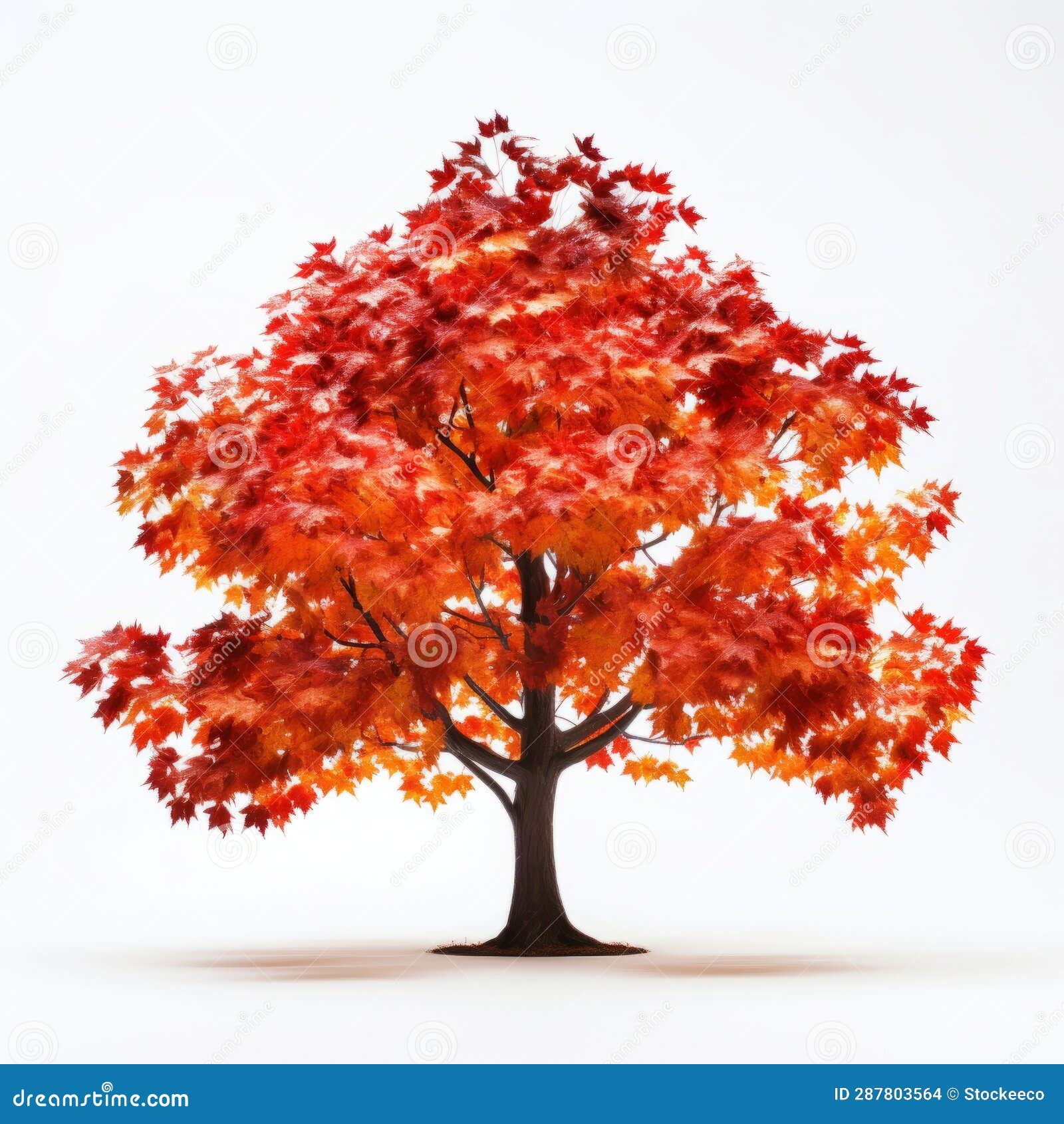 Red Maple Tree Isolated on White - Autumn 3d Illustration Stock ...