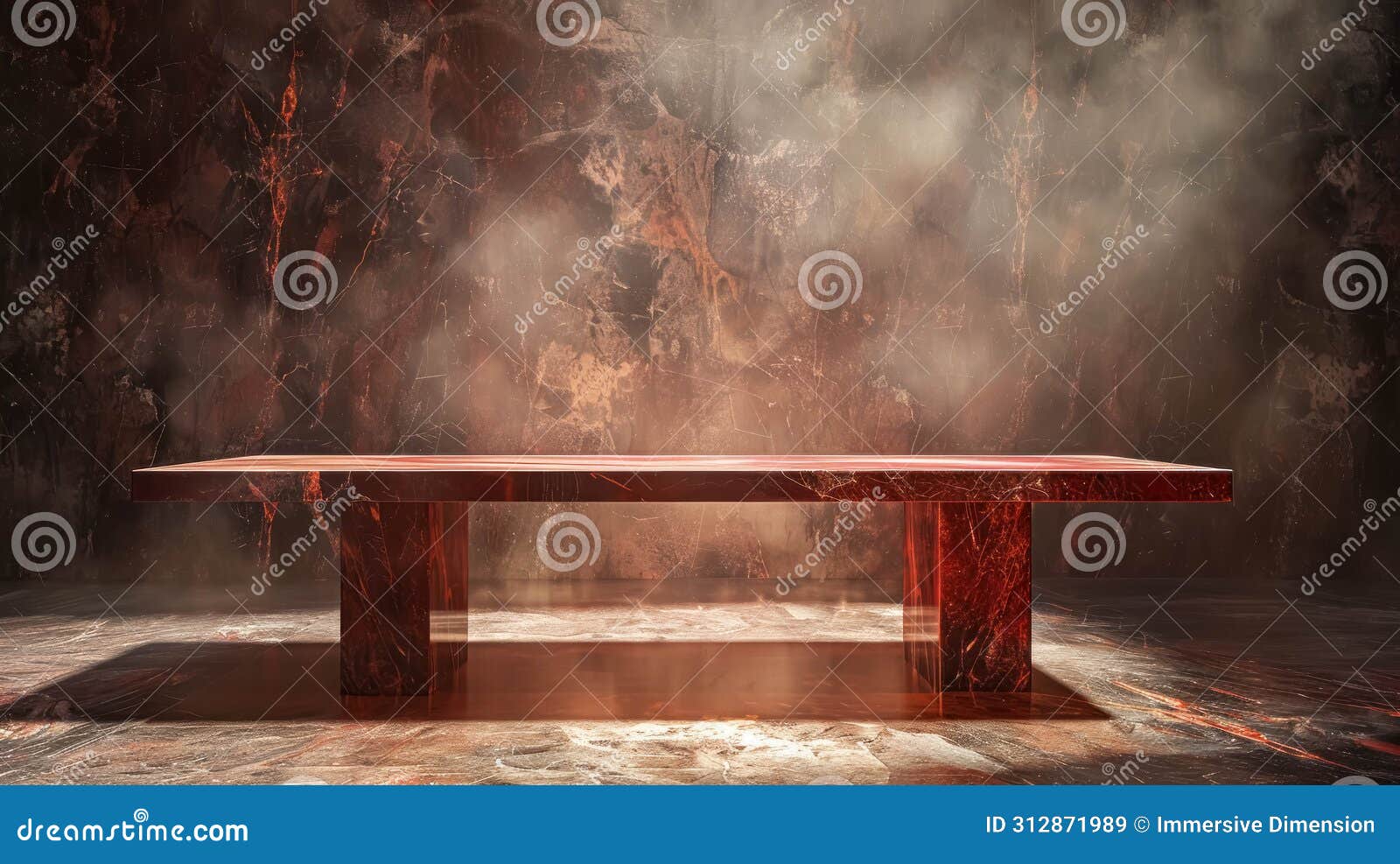 Red Marble Table in a Empty Room with Smoke. Table Template Stock ...