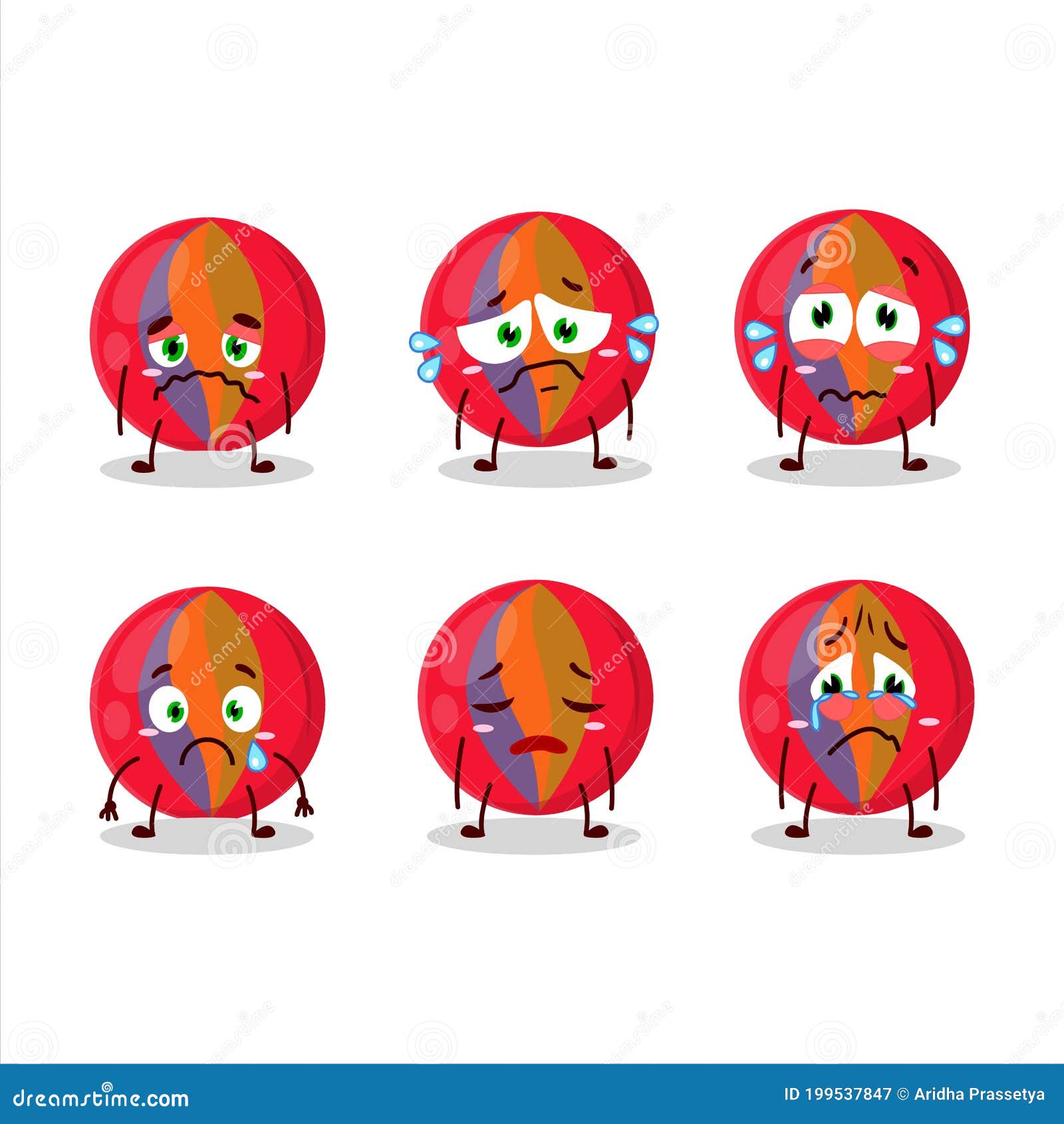 Red Marbles Cartoon Character with Sad Expression Stock Vector ...
