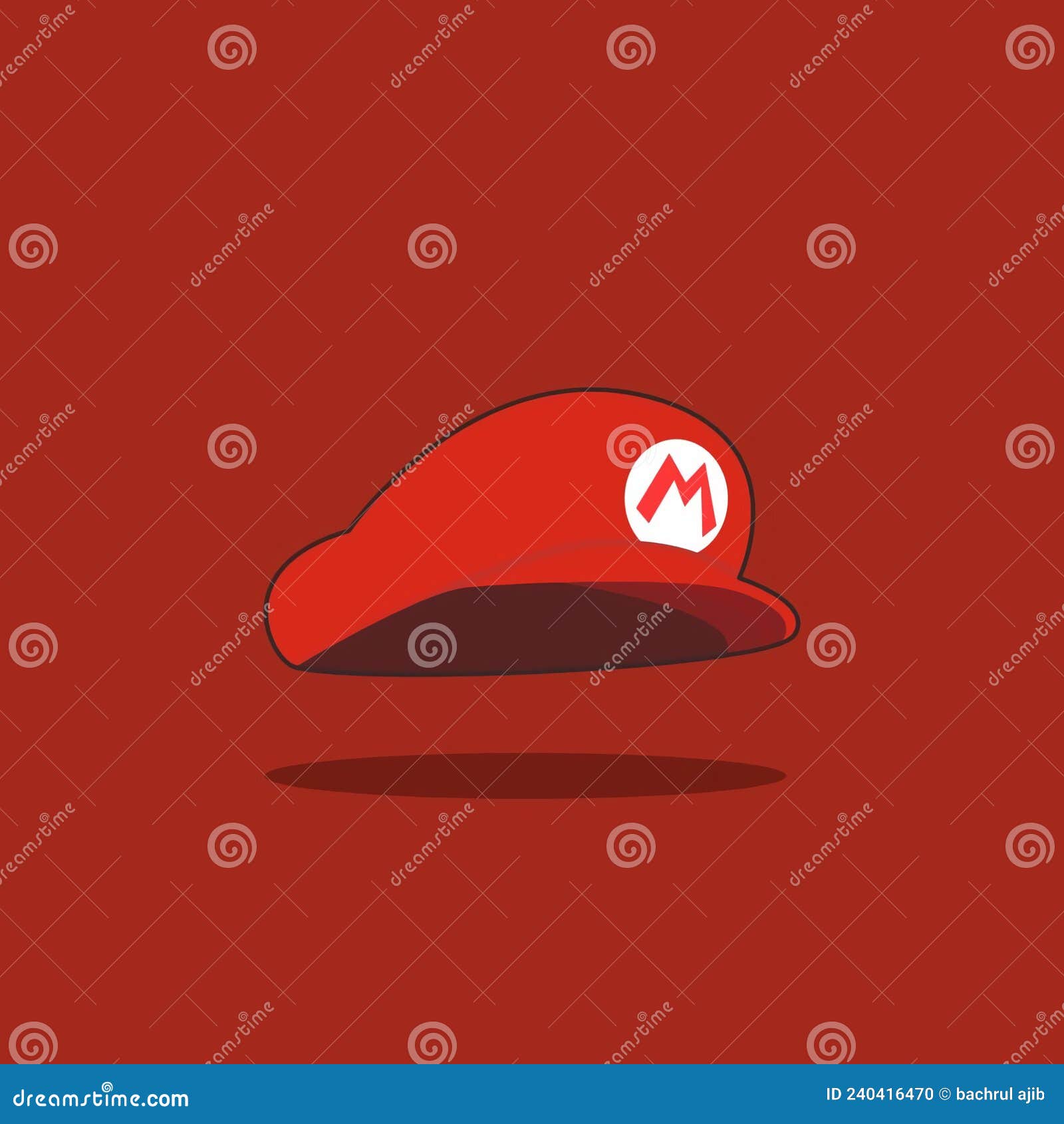 Red mario bros hat stock illustration. Illustration of font - 240416470