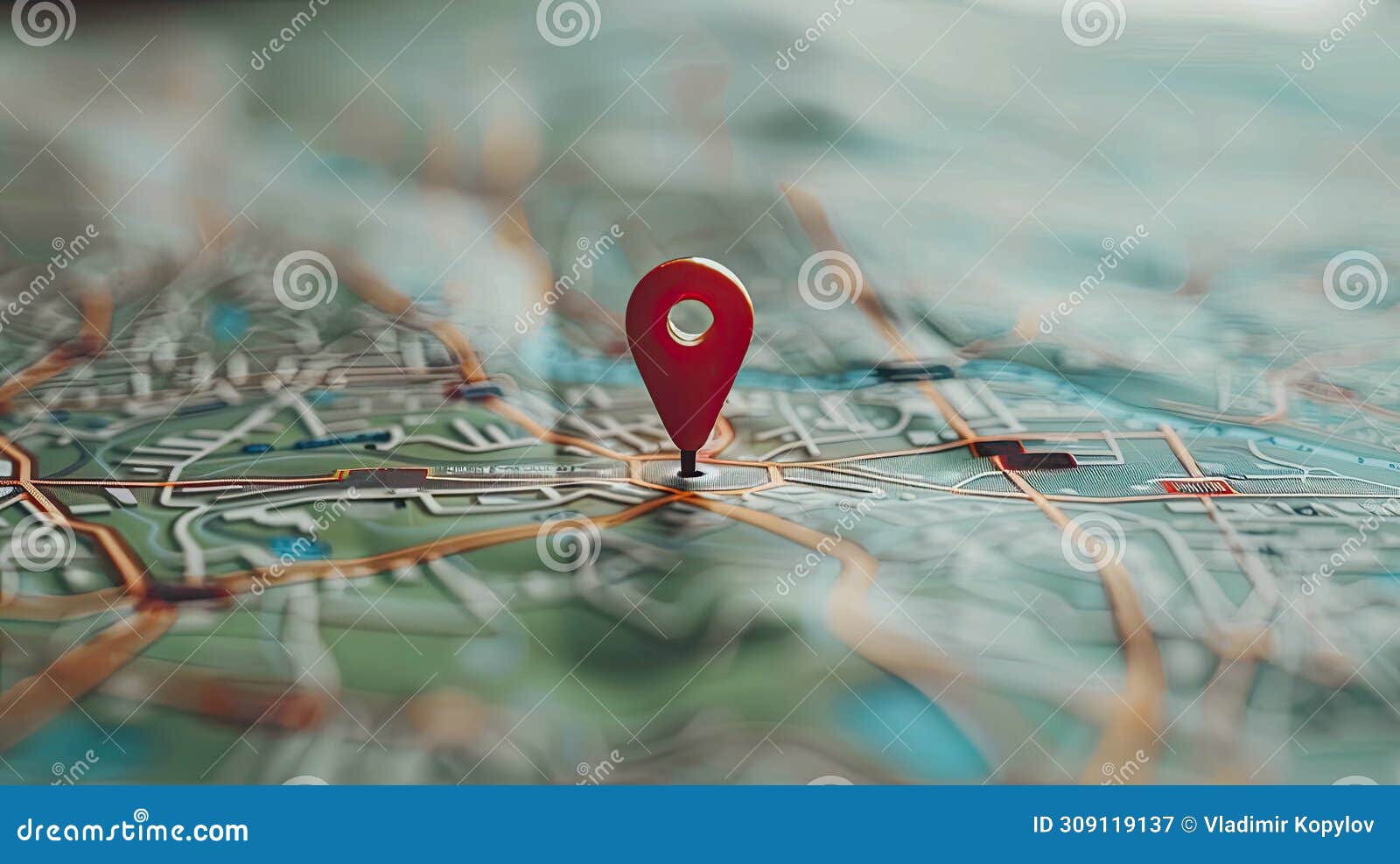 The Red Mark on the Navigation Map Stock Illustration - Illustration of ...