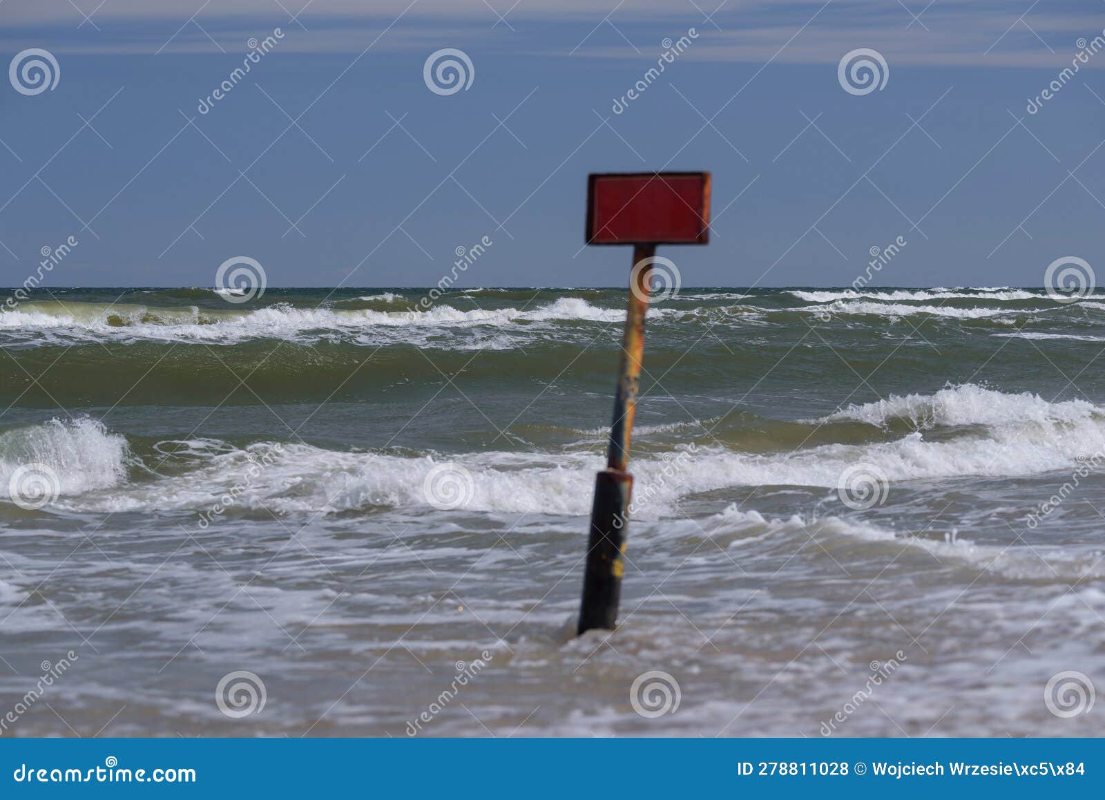 RED MARK and WEATHER by the SEA Stock Photo - Image of waves, caution ...