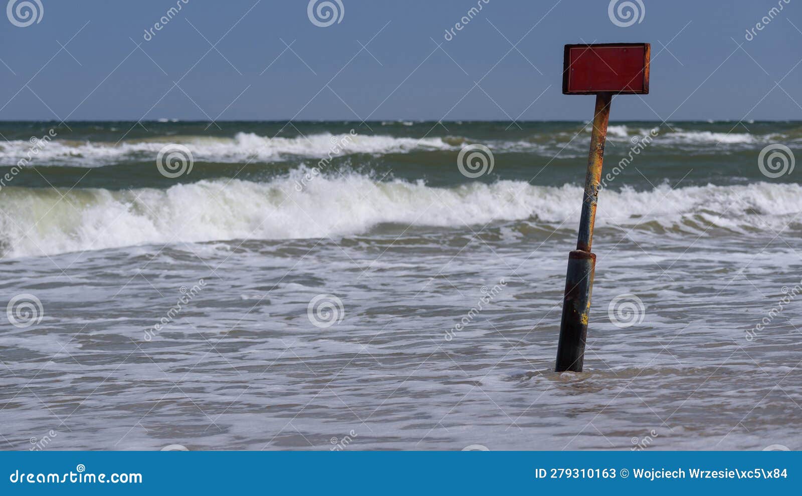 RED MARK and WEATHER by the SEA Stock Image - Image of powerful ...