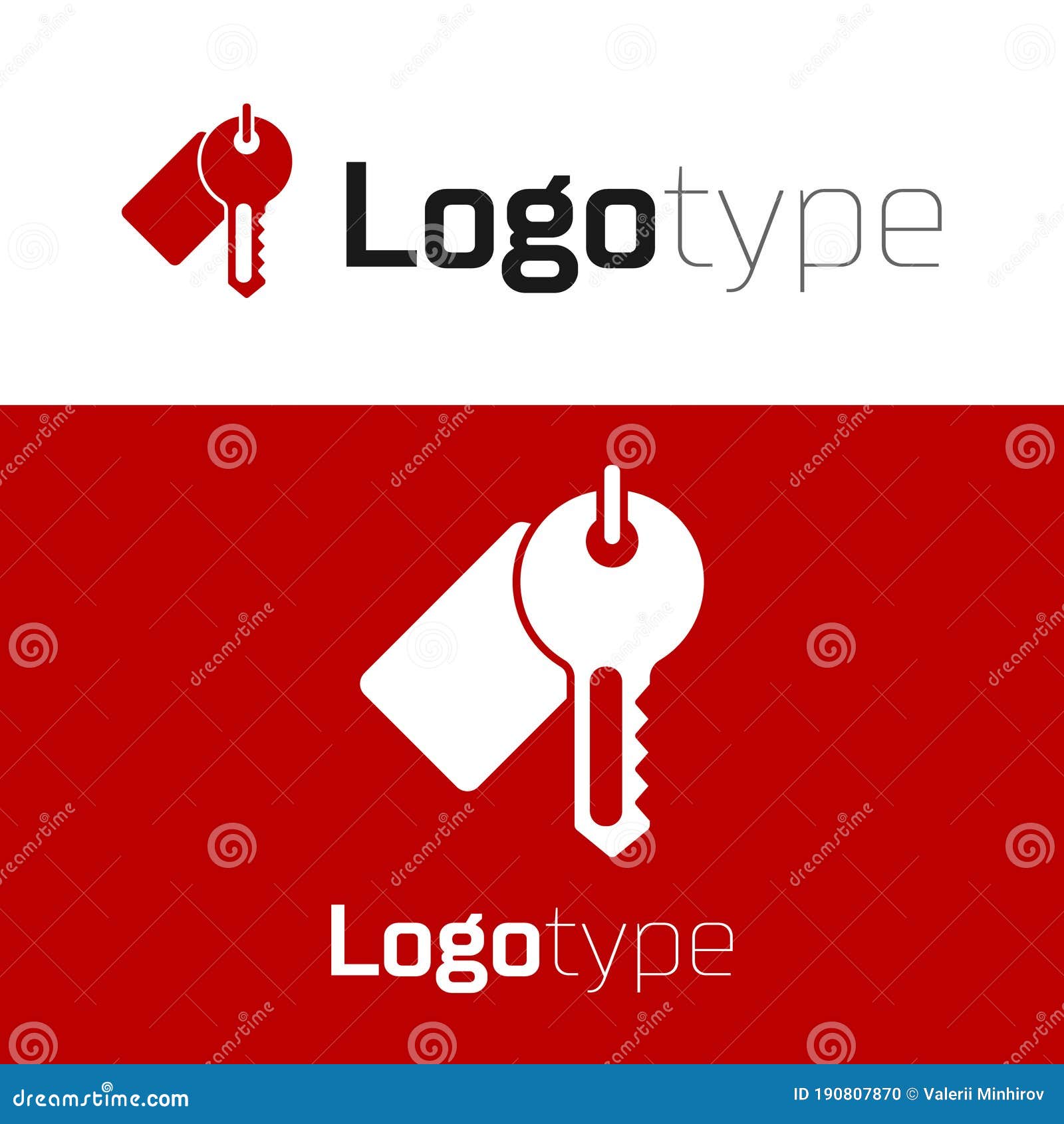 Red Marked Key Icon Isolated on White Background. Logo Design Template ...