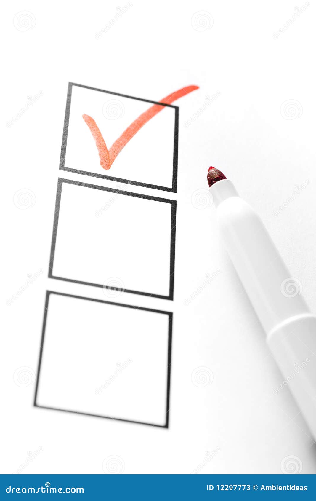 Red Marker with Check Box stock image. Image of choice - 12297773