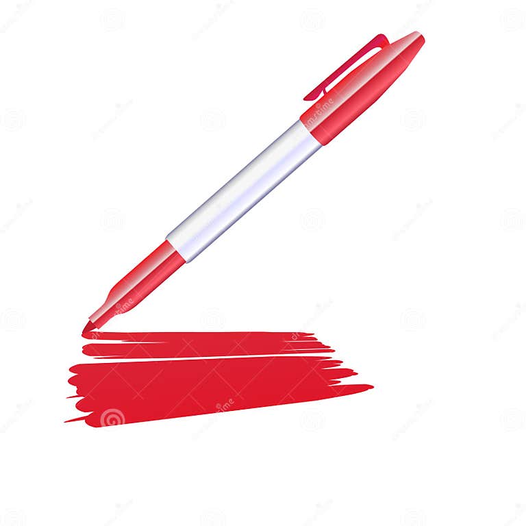 Red Marker Drawing on the Sheet of Paper Stock Vector - Illustration of ...