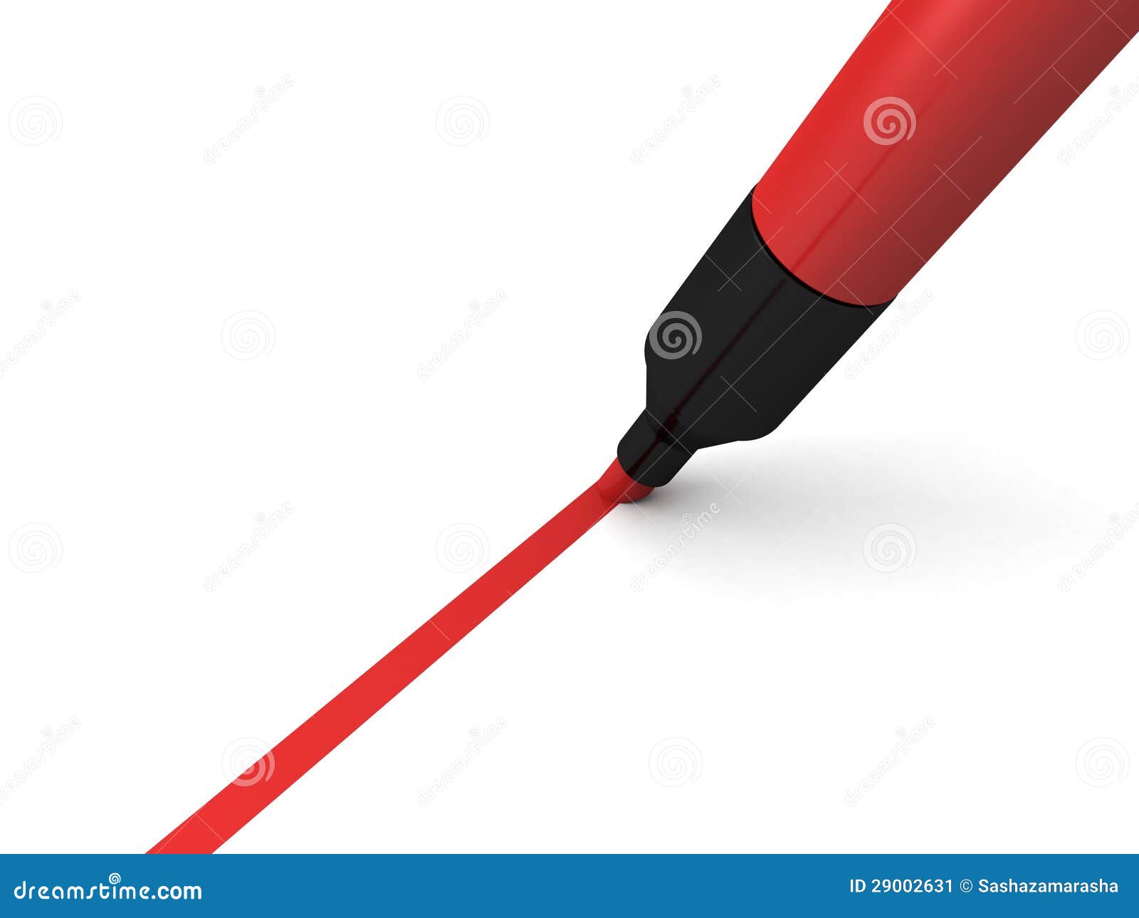 Red Marker Draws a Line on White Stock Illustration - Illustration of ...