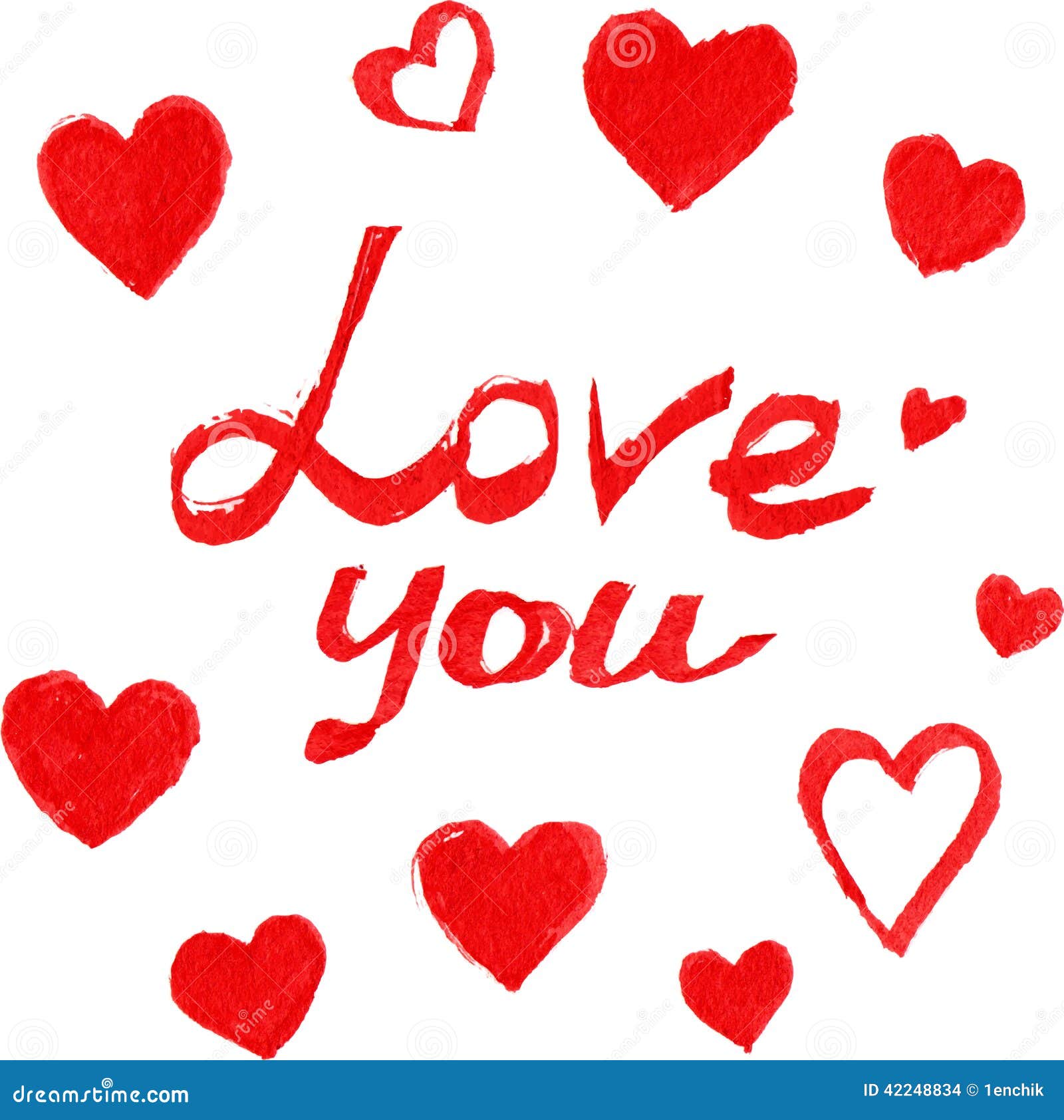 Red Marker Love Sign with Hearts Stock Vector - Illustration of brush ...