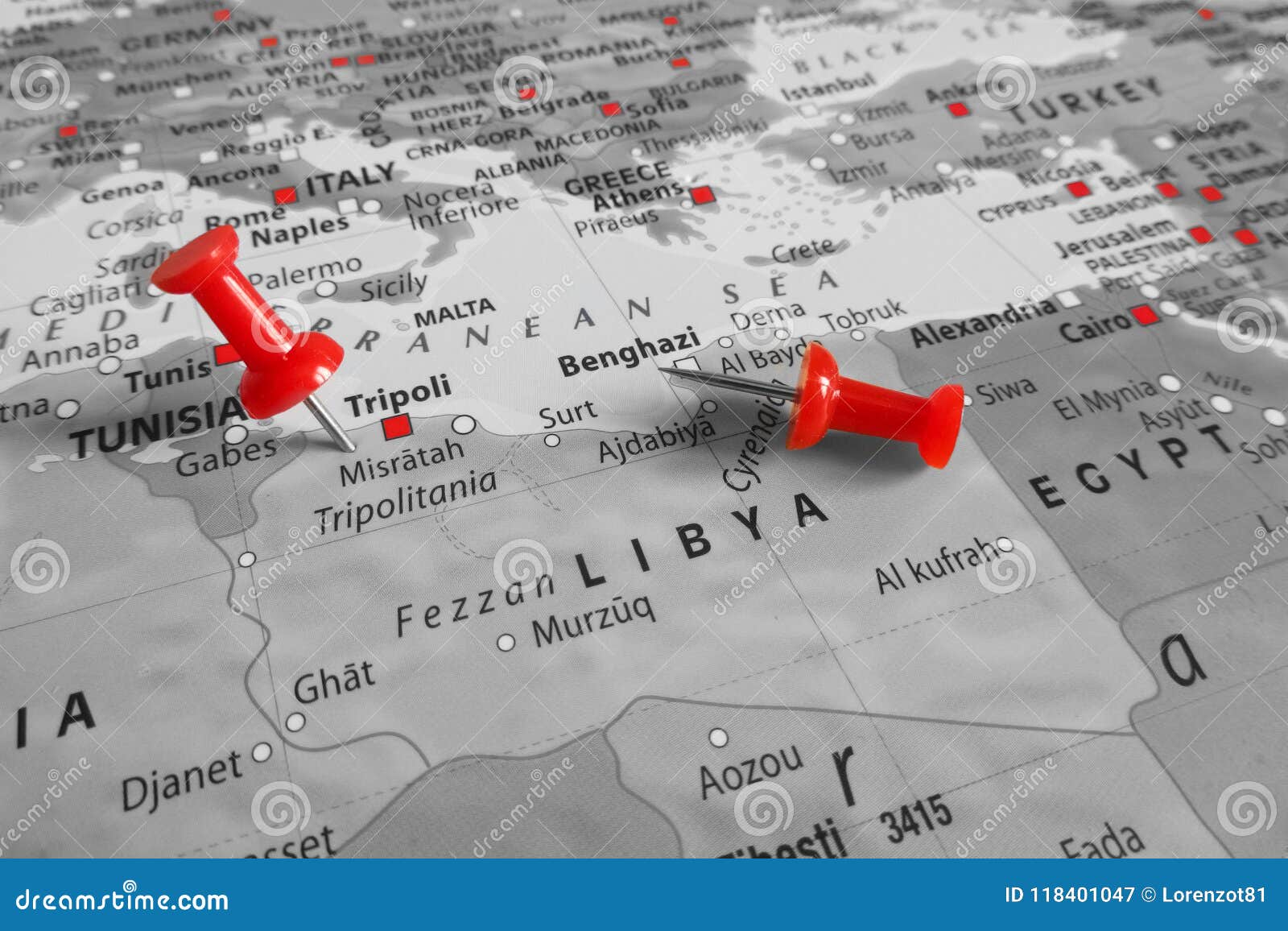 Red marker over Libya stock image. Image of barricades - 118401047