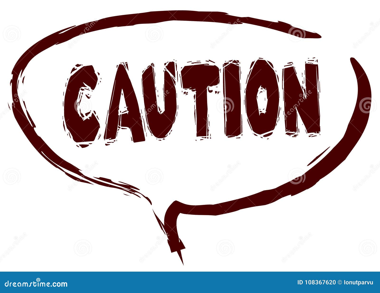 Red Marker Sketched Speech Bubble with CAUTION Message. Stock ...