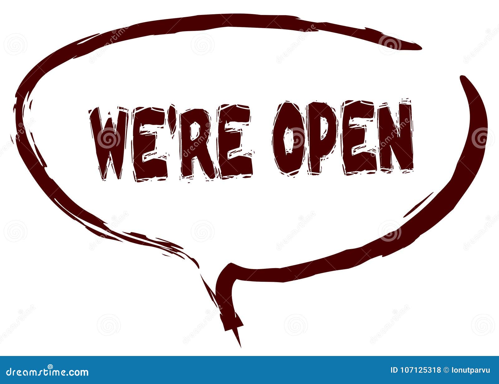 Red Marker Sketched Speech Bubble with we are OPEN Message. Stock ...