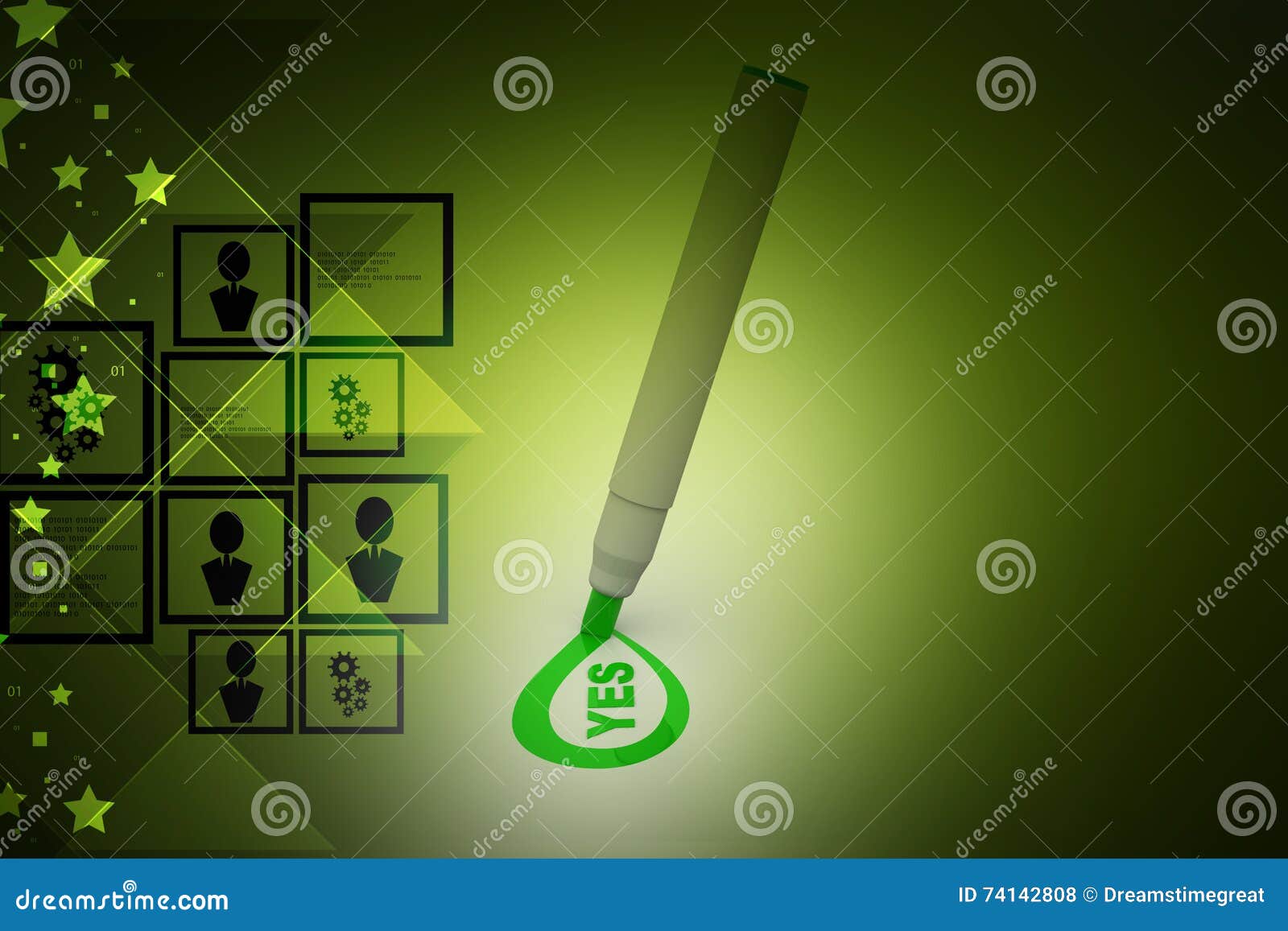 Red Marker Writing Yes Word Stock Illustration - Illustration of ...