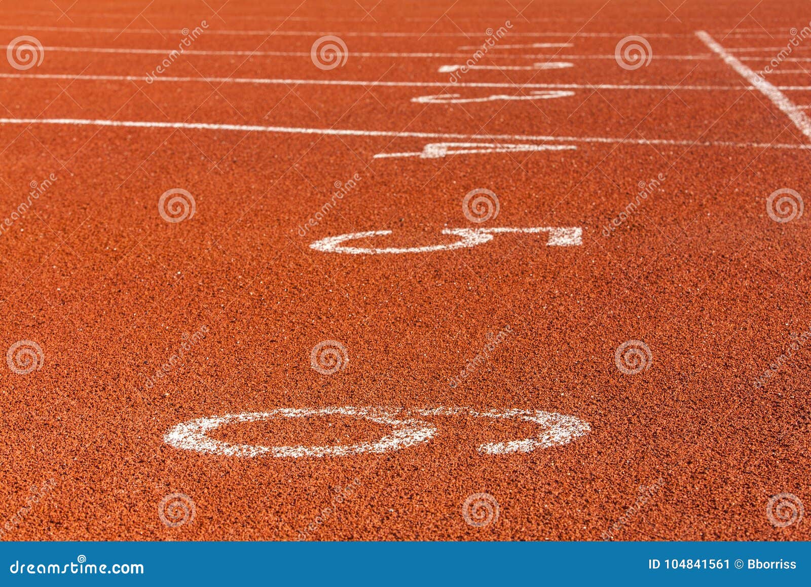Red Markings on the Racetrack at the Stadium. Stock Image - Image of ...