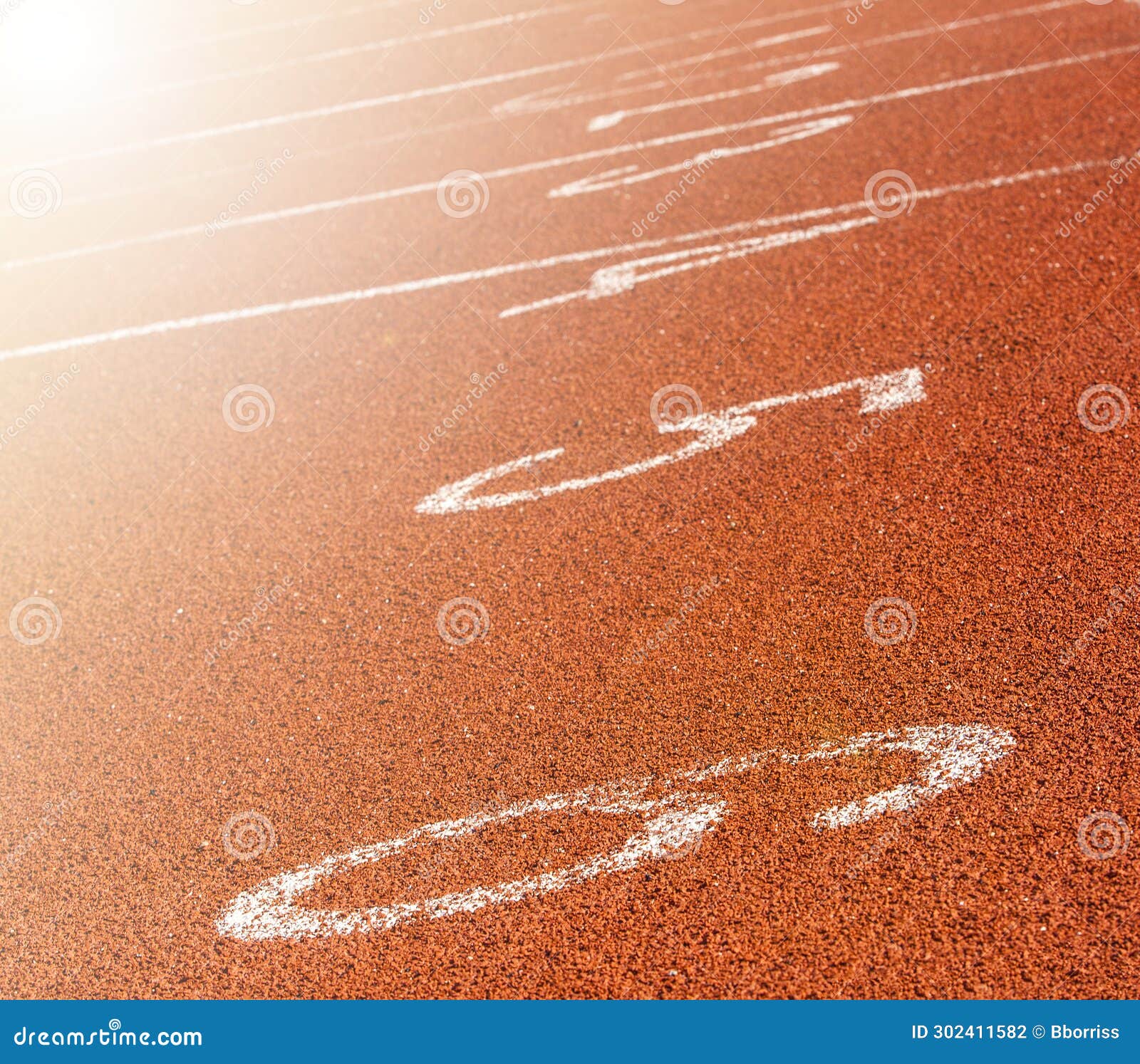 Red Markings on the Racetrack at the Stadium on Soft Sunlight Stock ...