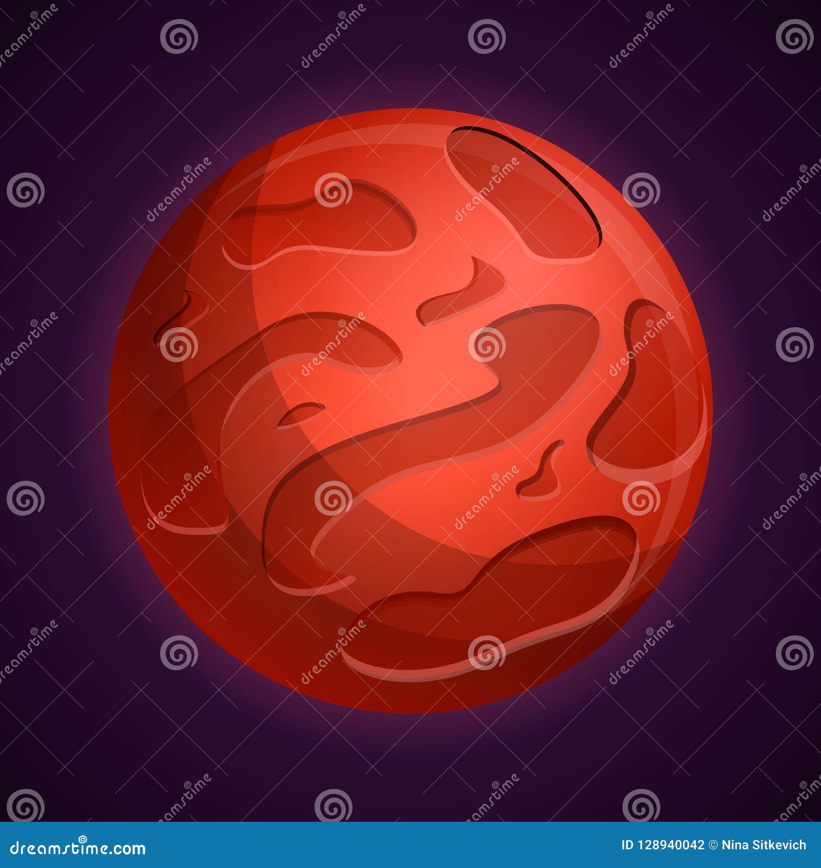 Red Mars Planet Icon, Cartoon Style Stock Vector - Illustration of ...