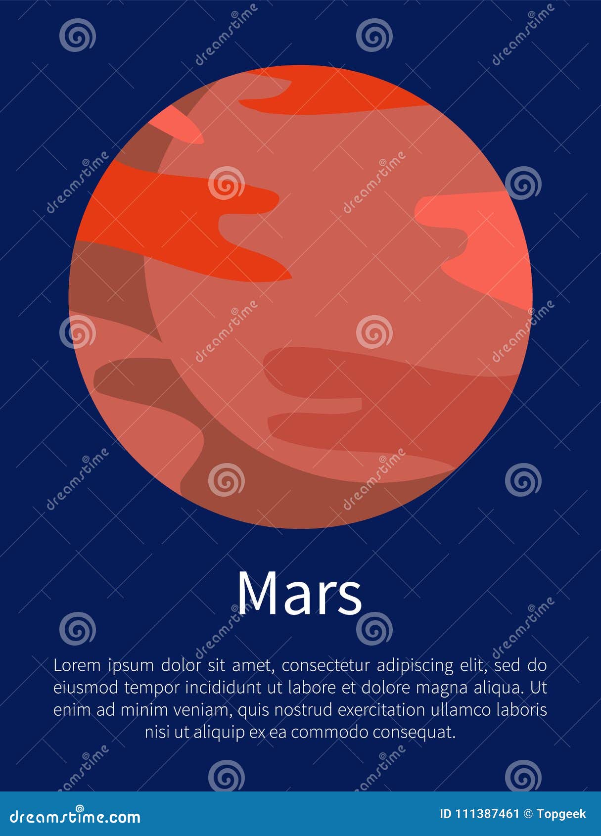 Red Mars Planet on Informative Poster with Text Stock Vector ...