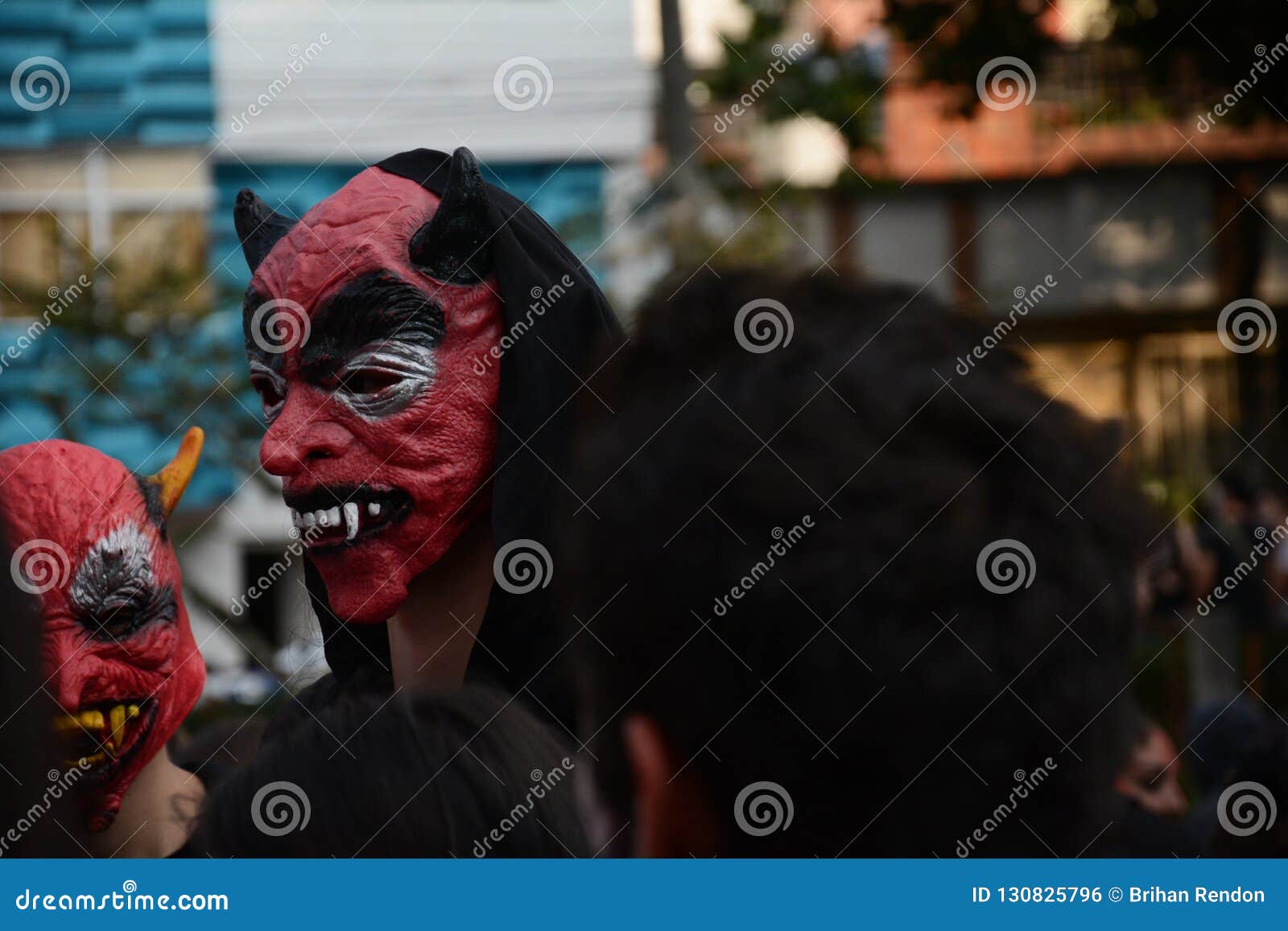 Red Mask Devil on Halloween Day Stock Photo - Image of terror, mask ...