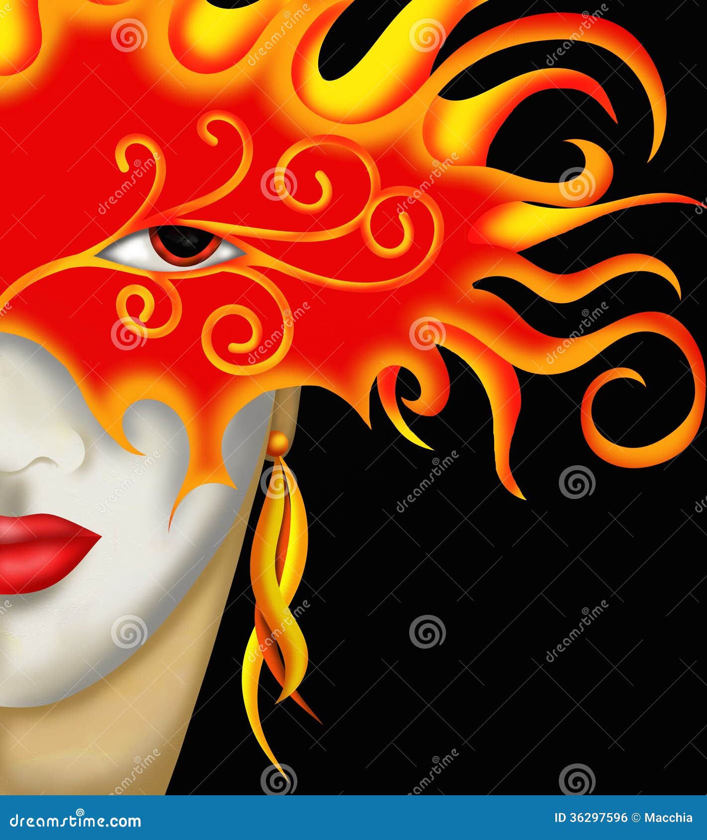 Red mask stock illustration. Illustration of face, flam - 36297596