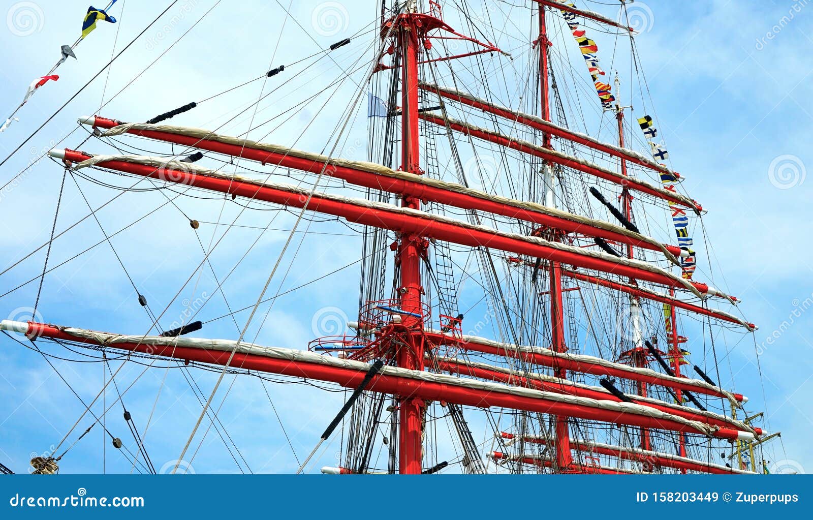 Red Masts of a Sailing Ship Stock Image - Image of ancient, schooner ...