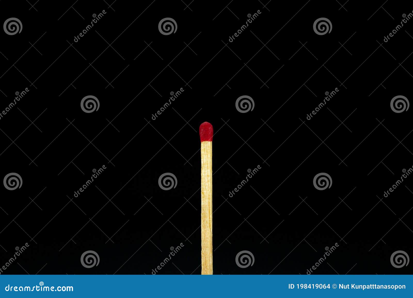 A Red Match Isolated on a Back Background. Top View Stock Photo - Image ...
