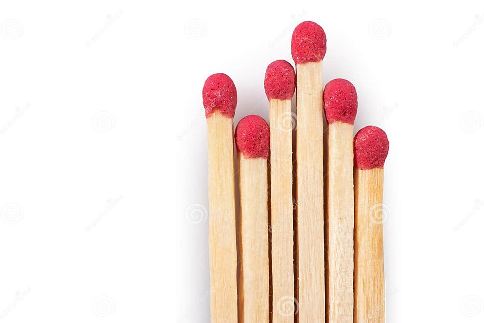 Red Matches on White Background Close Up Stock Image - Image of object ...