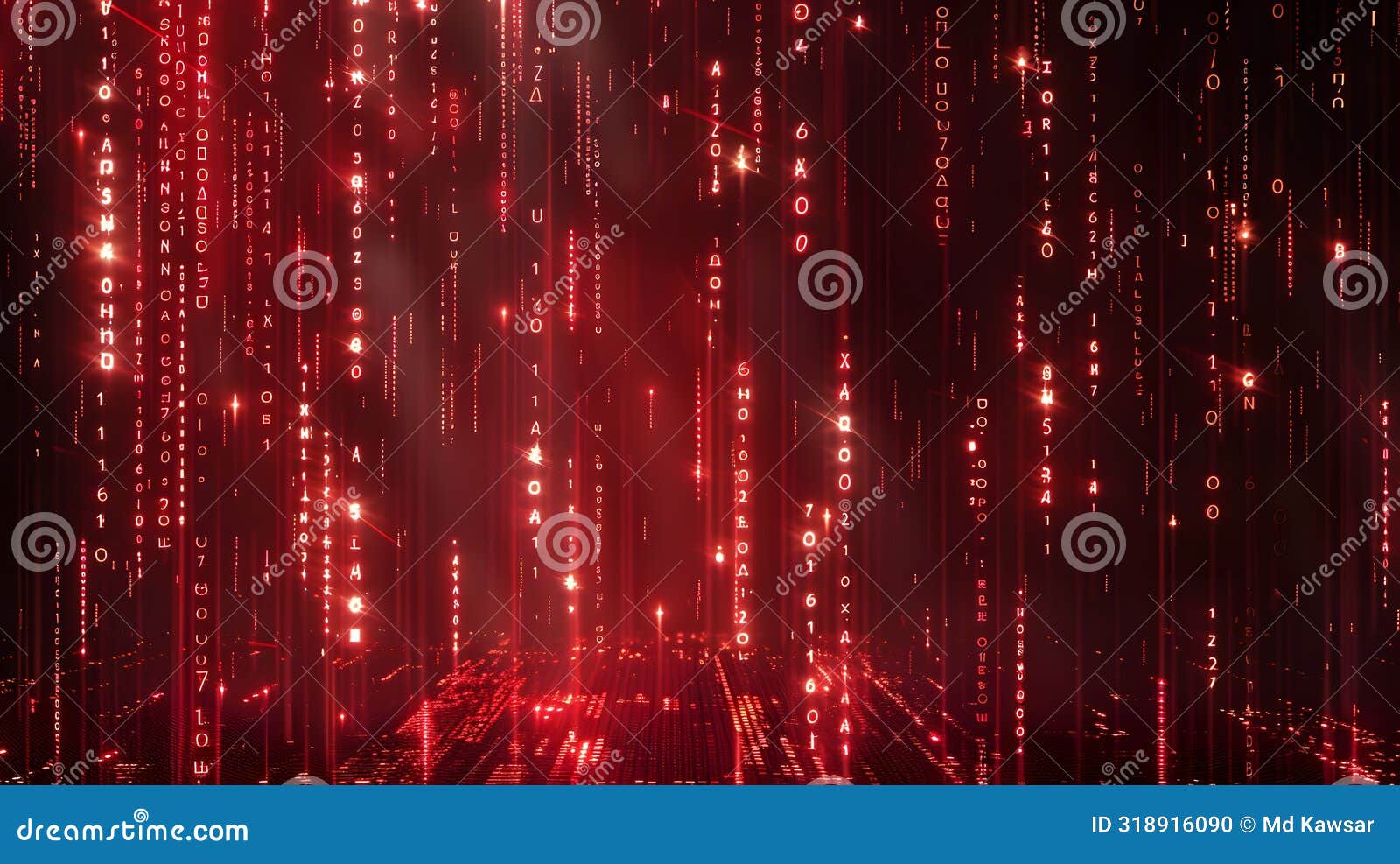 Falling Red Digital Matrix with Letters and Numbers, Ai Generated Stock ...
