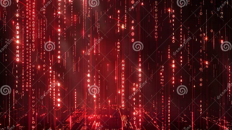 Falling Red Digital Matrix with Letters and Numbers, Ai Generated Stock ...