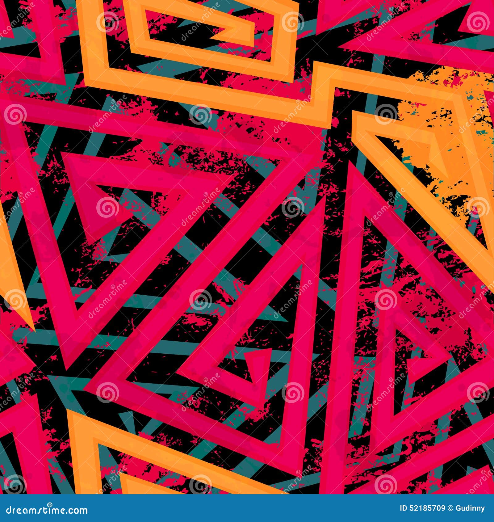 Red Maze Geometric Seamless Pattern With Grunge Effect Stock Vector ...