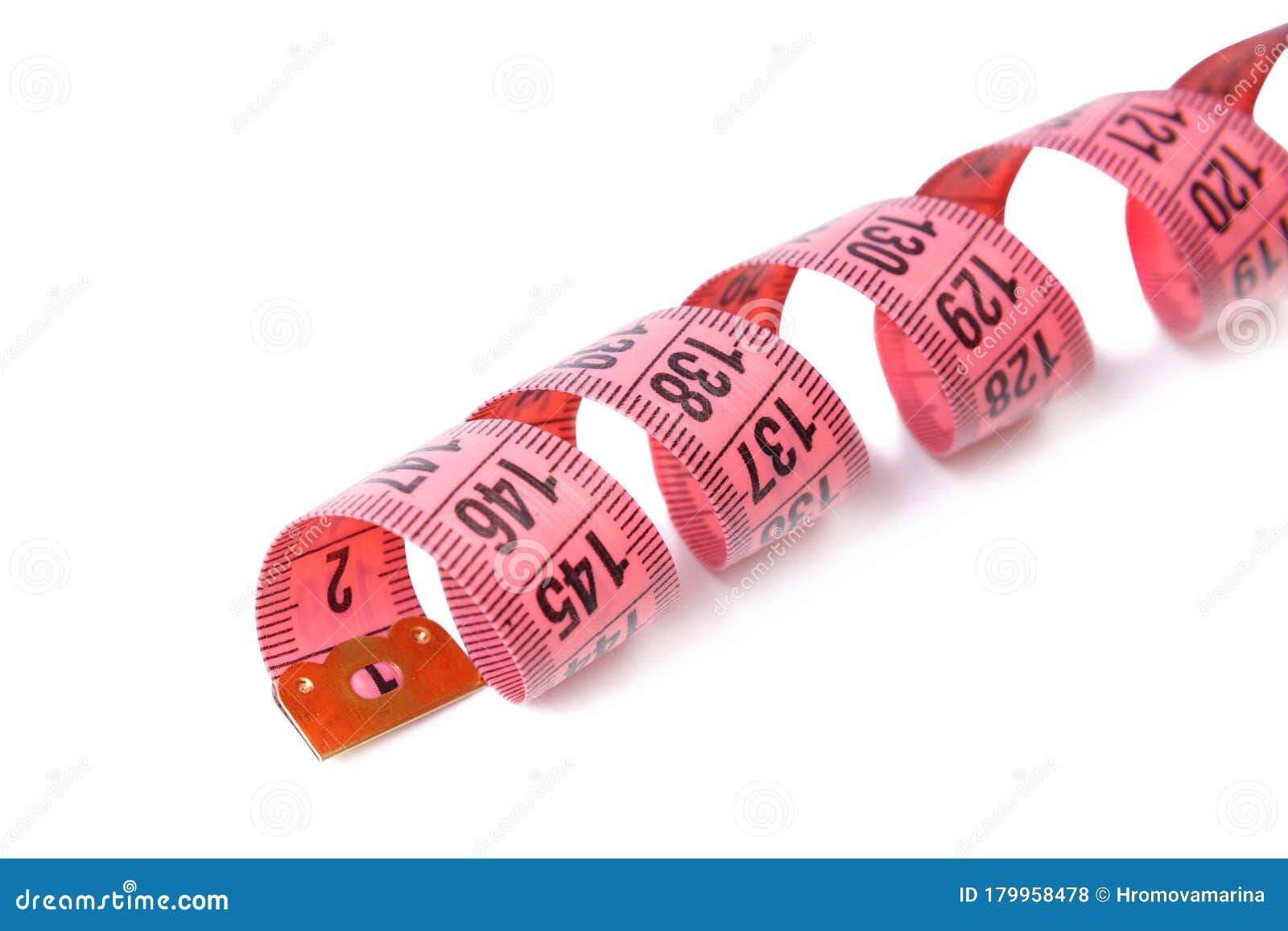 Red Measuring Tape Spiral on White Background. Stock Photo - Image of ...
