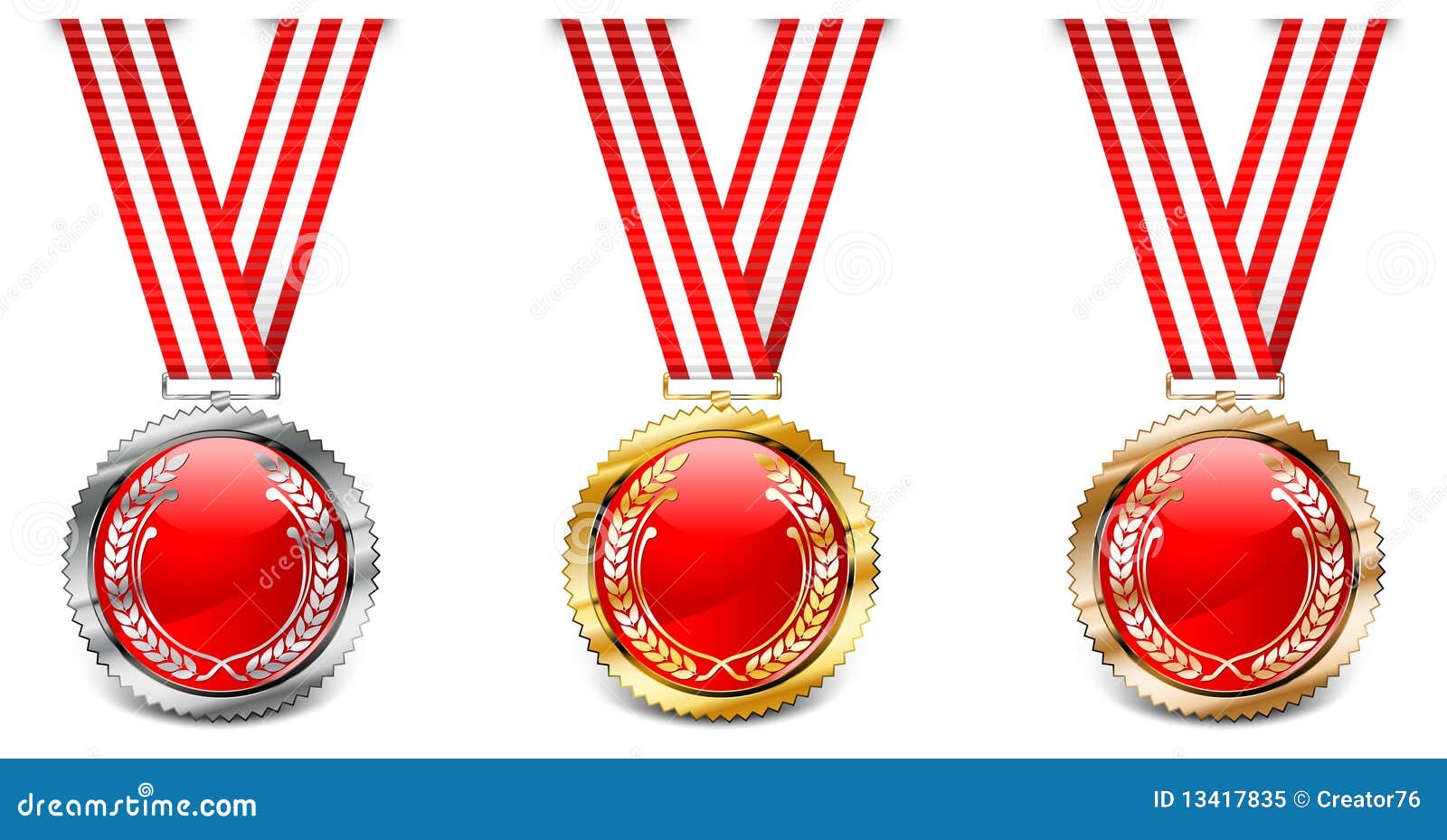 Red medals stock vector. Illustration of ribbon, competition - 13417835
