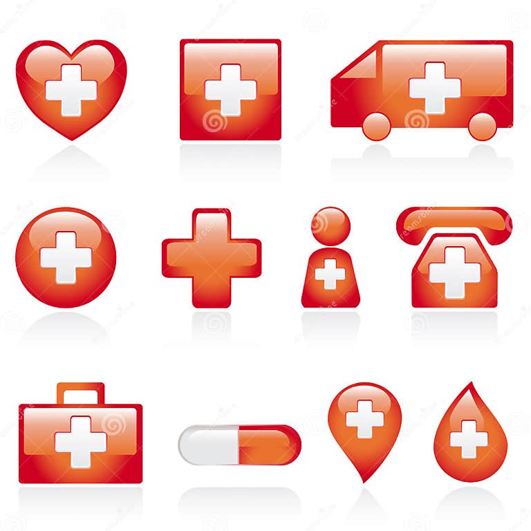 Red medical icon set stock vector. Illustration of drug - 5883847