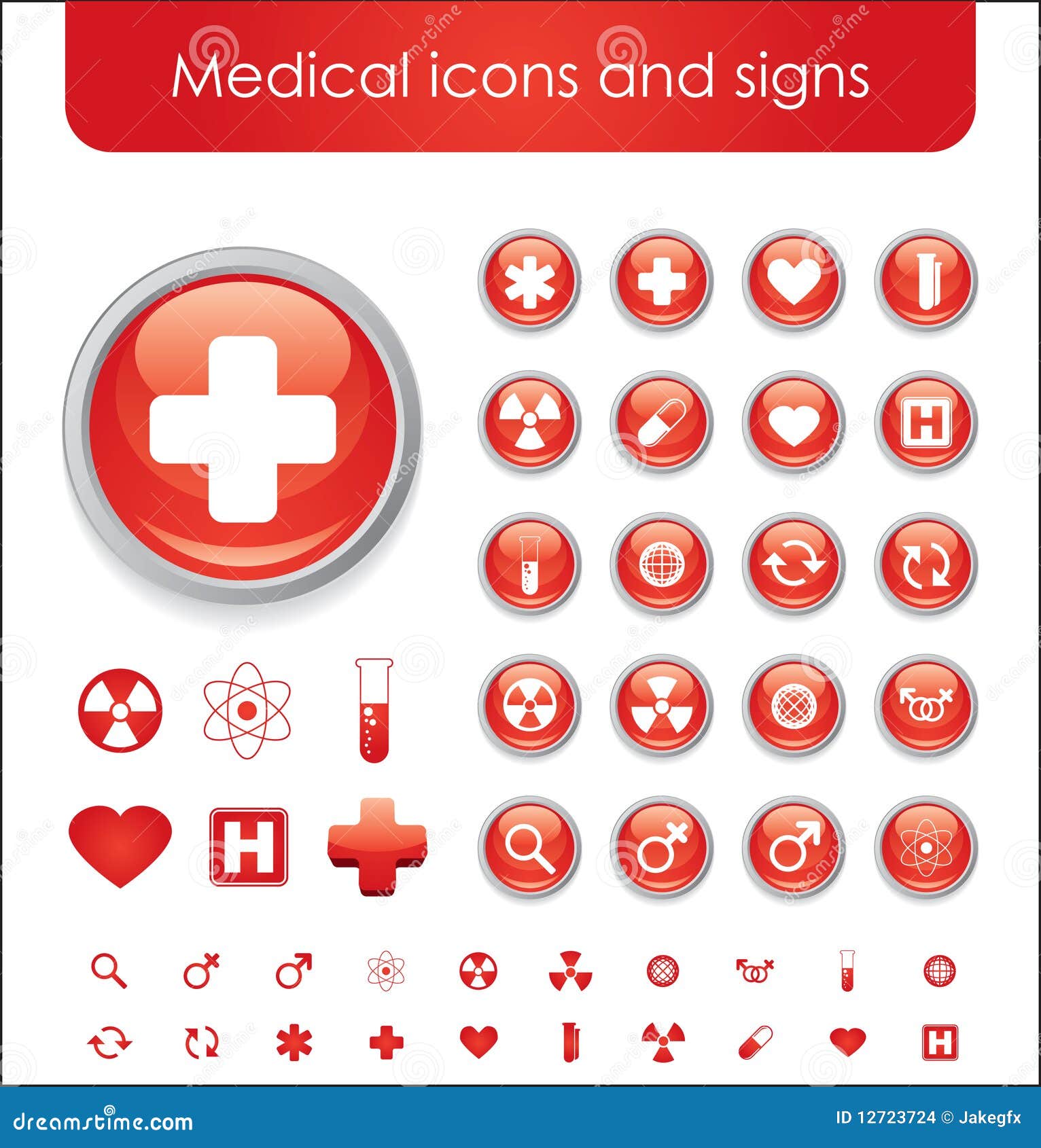 Red medical themed icons stock vector. Illustration of medical - 12723724