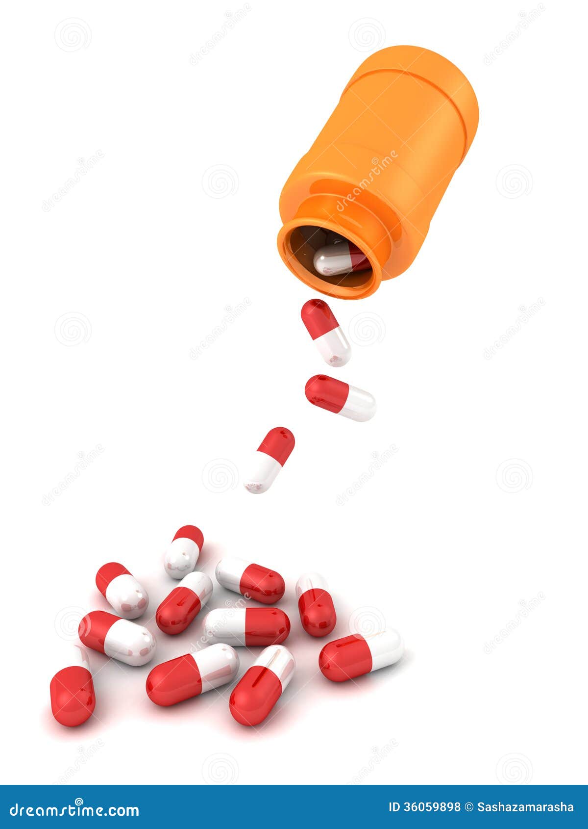 Red Medicine Pills Falling from a Orange Bottle Stock Illustration ...