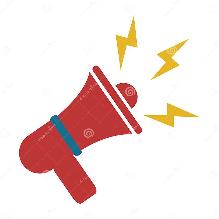 Red megaphone icon stock illustration. Illustration of doodle - 73570926