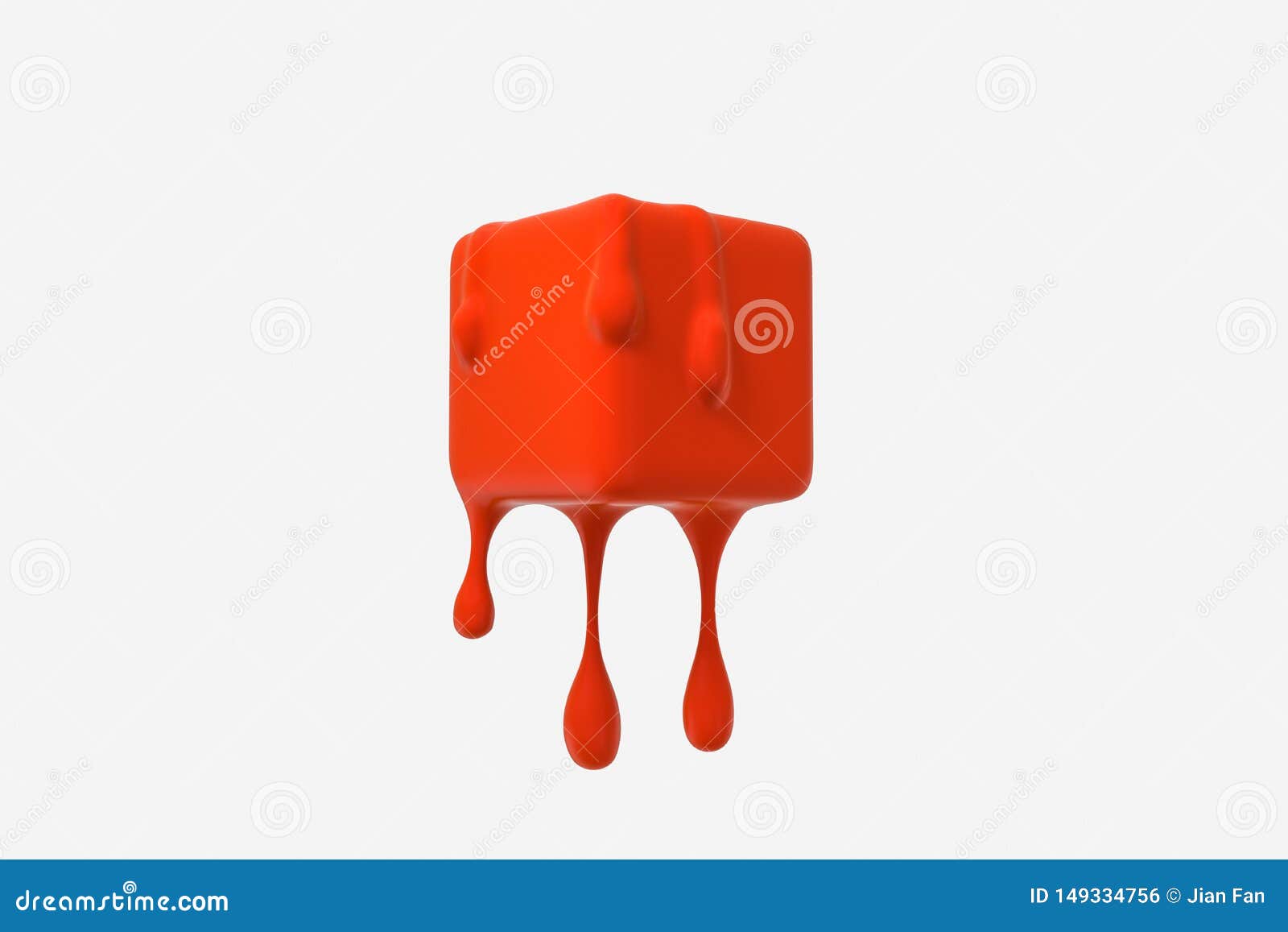 Red Melting Cube with Liquid Drop Details, 3d Rendering Stock ...
