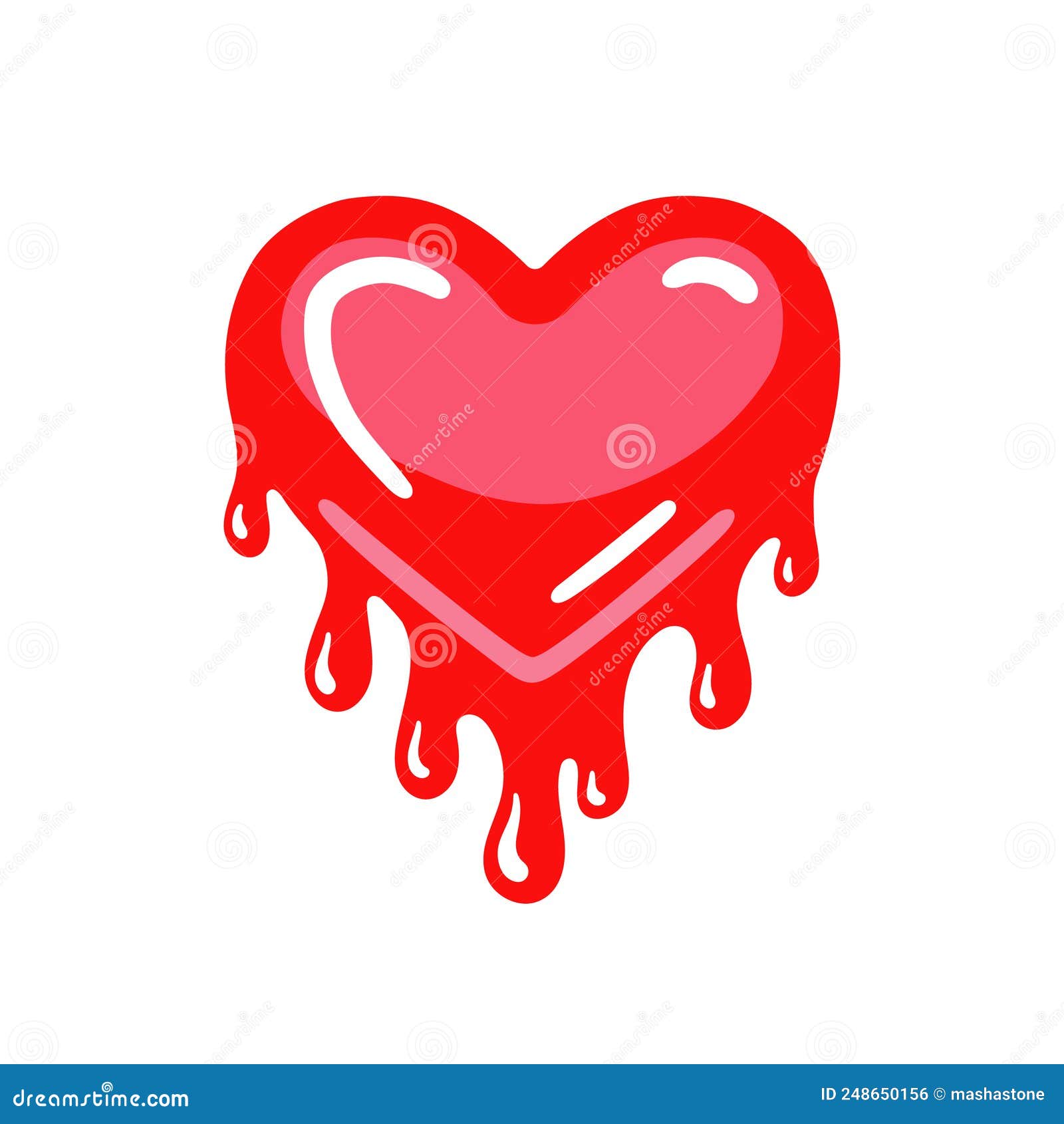 Red Melting Heart with Reflection. Vector Illustration Isolated on ...