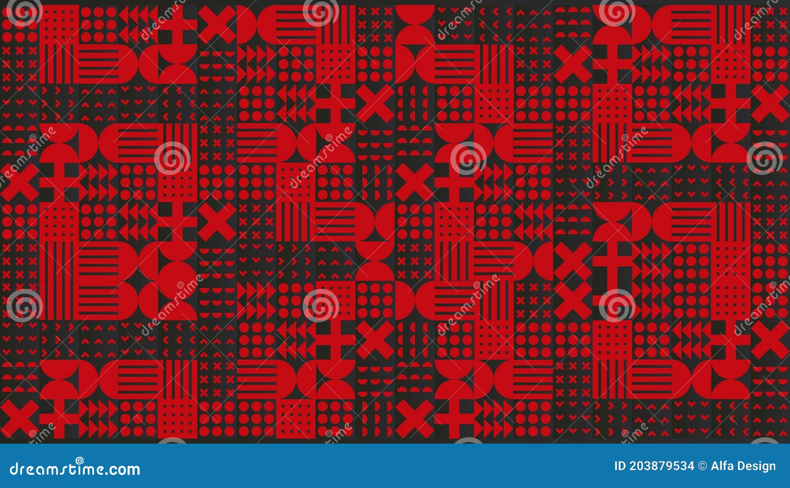 Red Memphis Geometric Background Design. Red Flat Shapes Composition ...