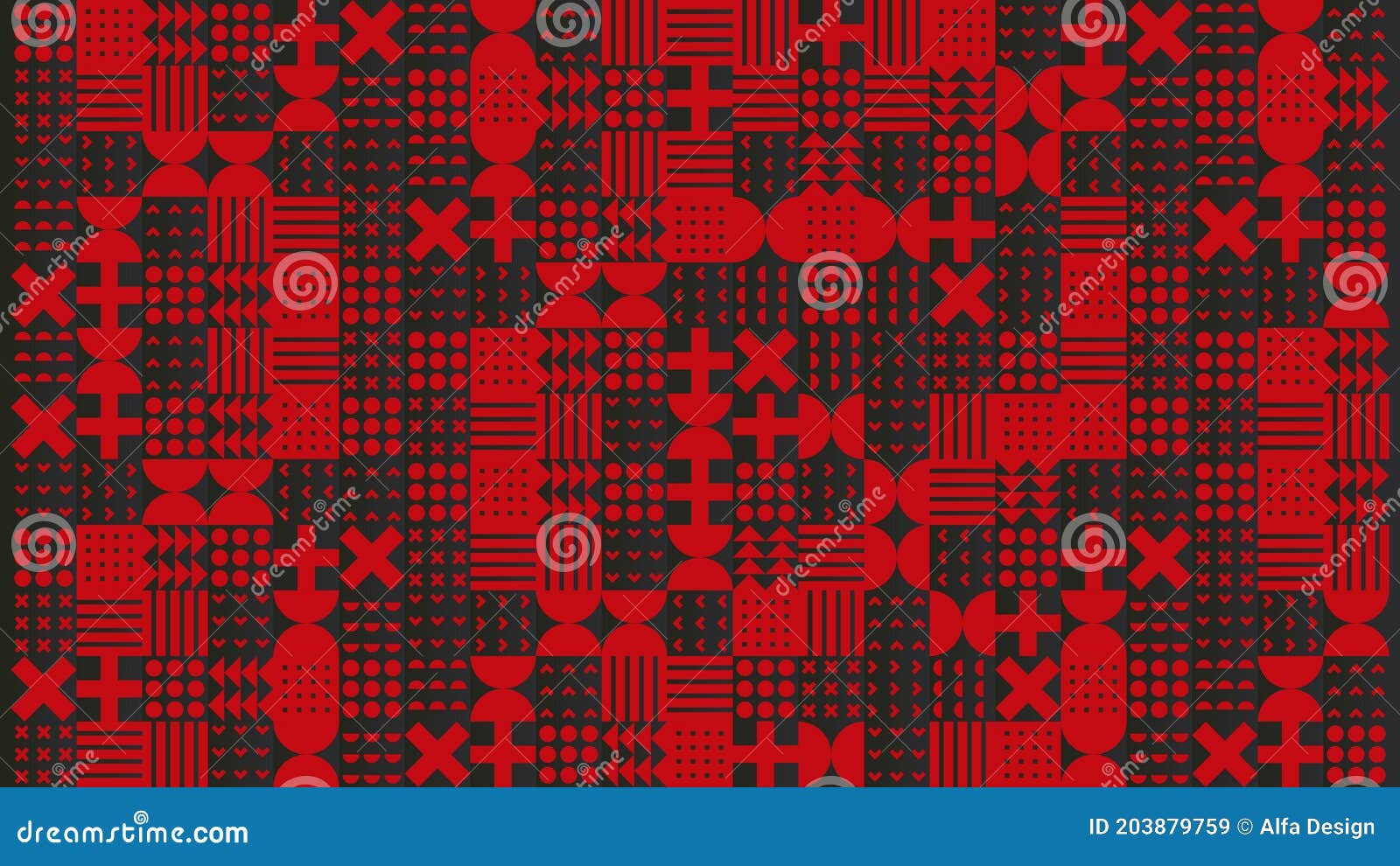 Red Memphis Geometric Background Design. Red Flat Shapes Composition ...