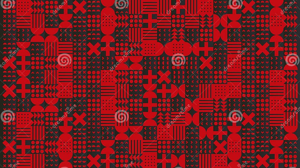 Red Memphis Geometric Background Design. Red Flat Shapes Composition ...