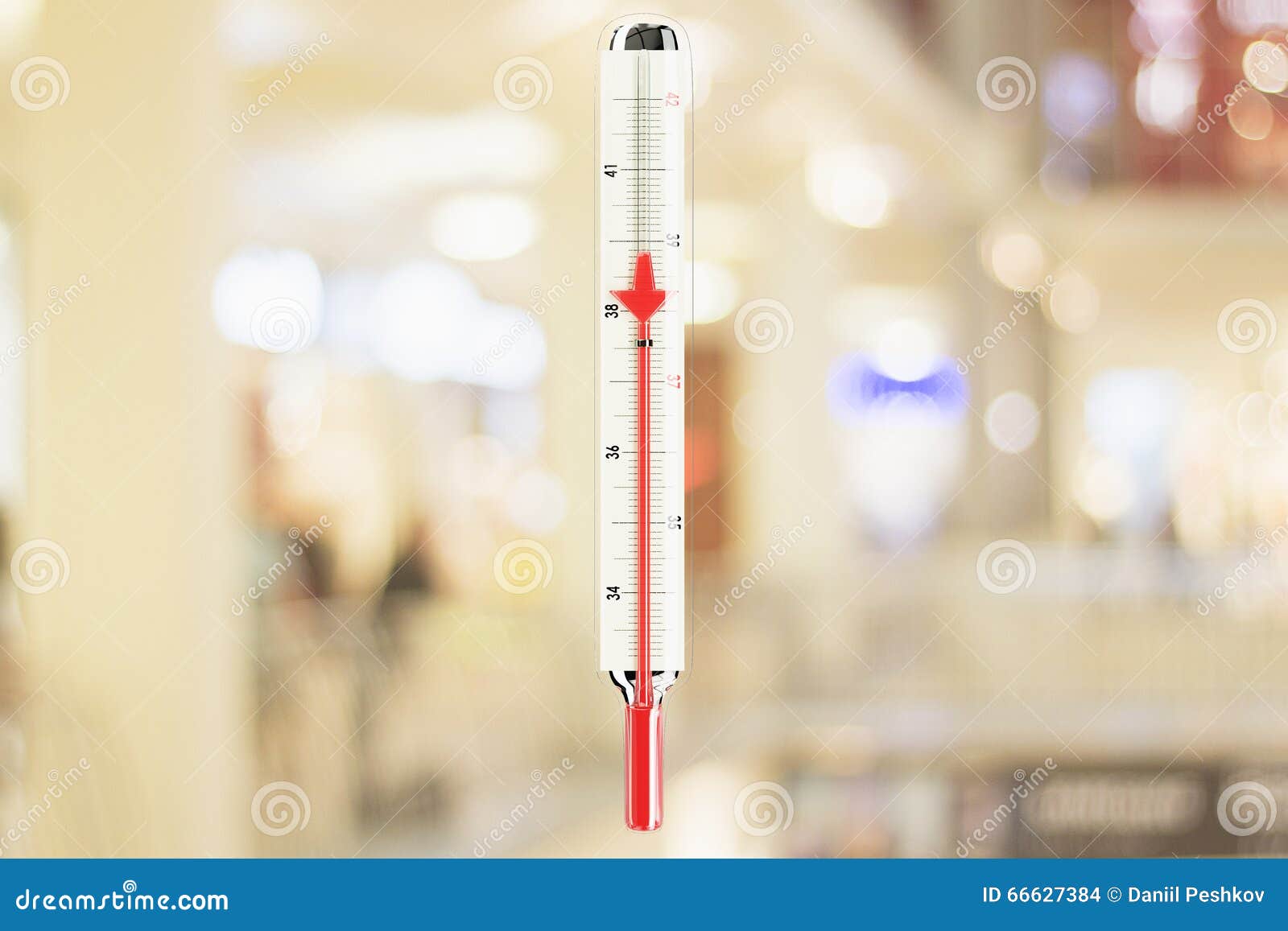 Red Mercury Arrow Decreases in Thermometer Stock Illustration ...