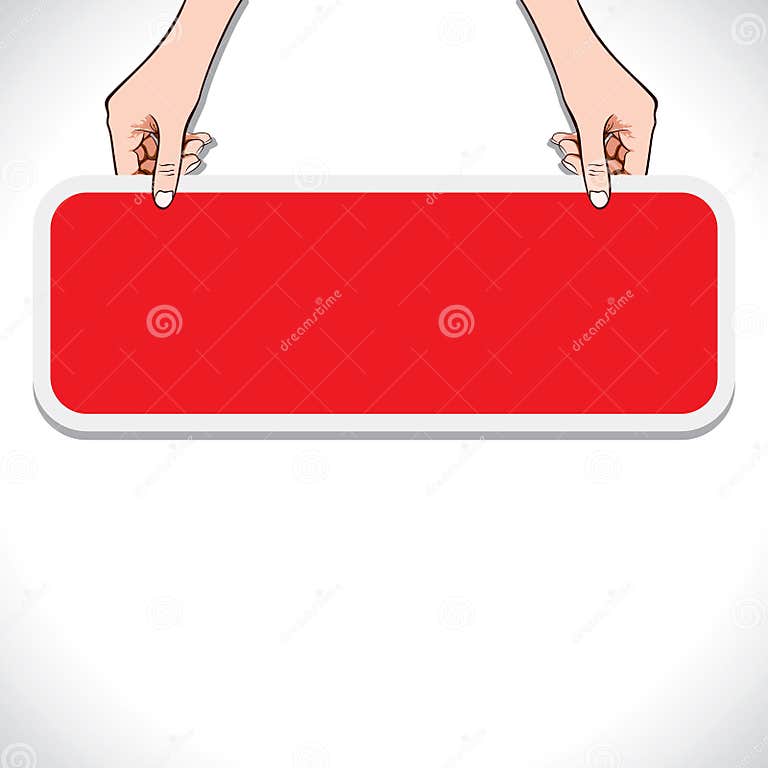 Red message board in hand stock vector. Illustration of business - 29356596