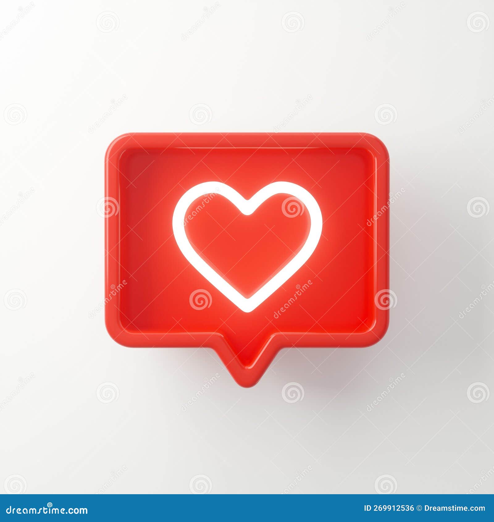 Red Message Frame with Glowing Heart Icon. Stock Illustration ...