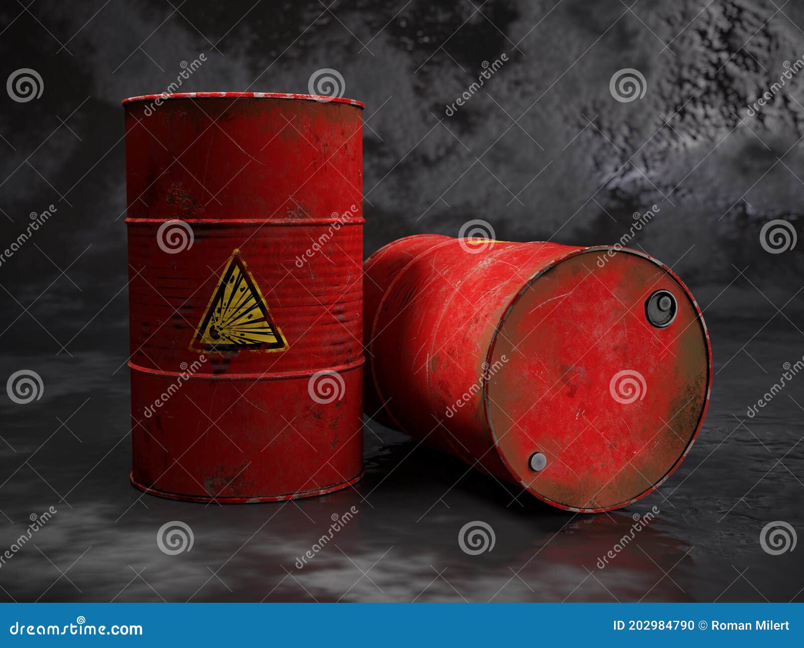 Red Metal Barrels with Explosive Material Stock Illustration ...