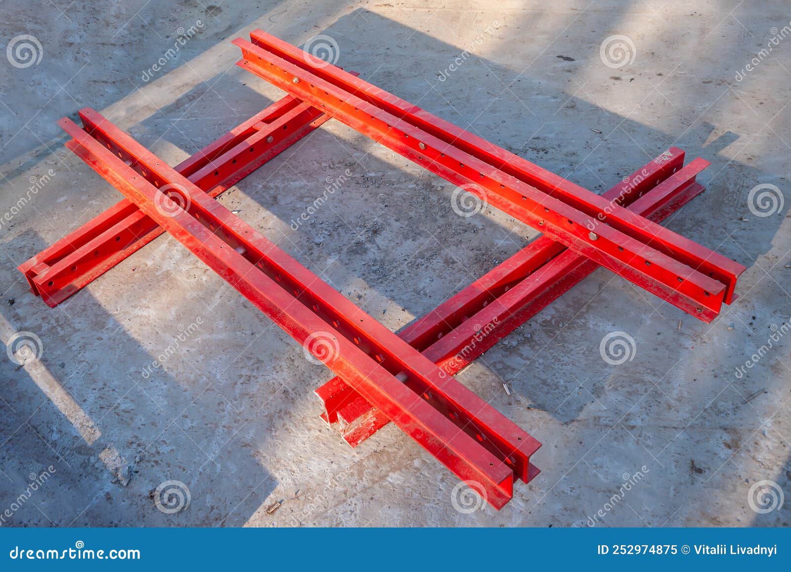 Red metal beams stock image. Image of beam, construction - 252974875