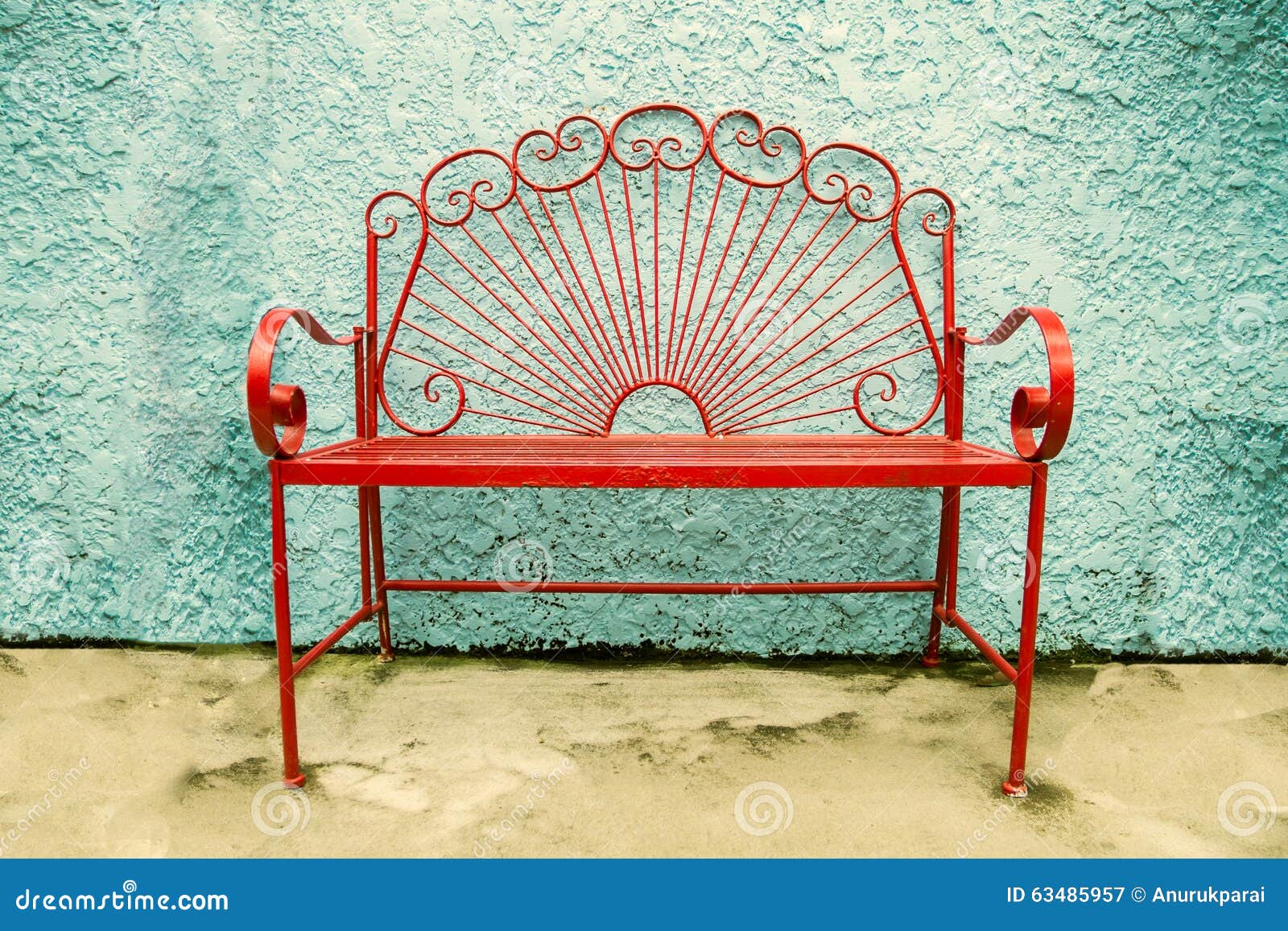 Red metal bench stock image. Image of chair, design, empty - 63485957