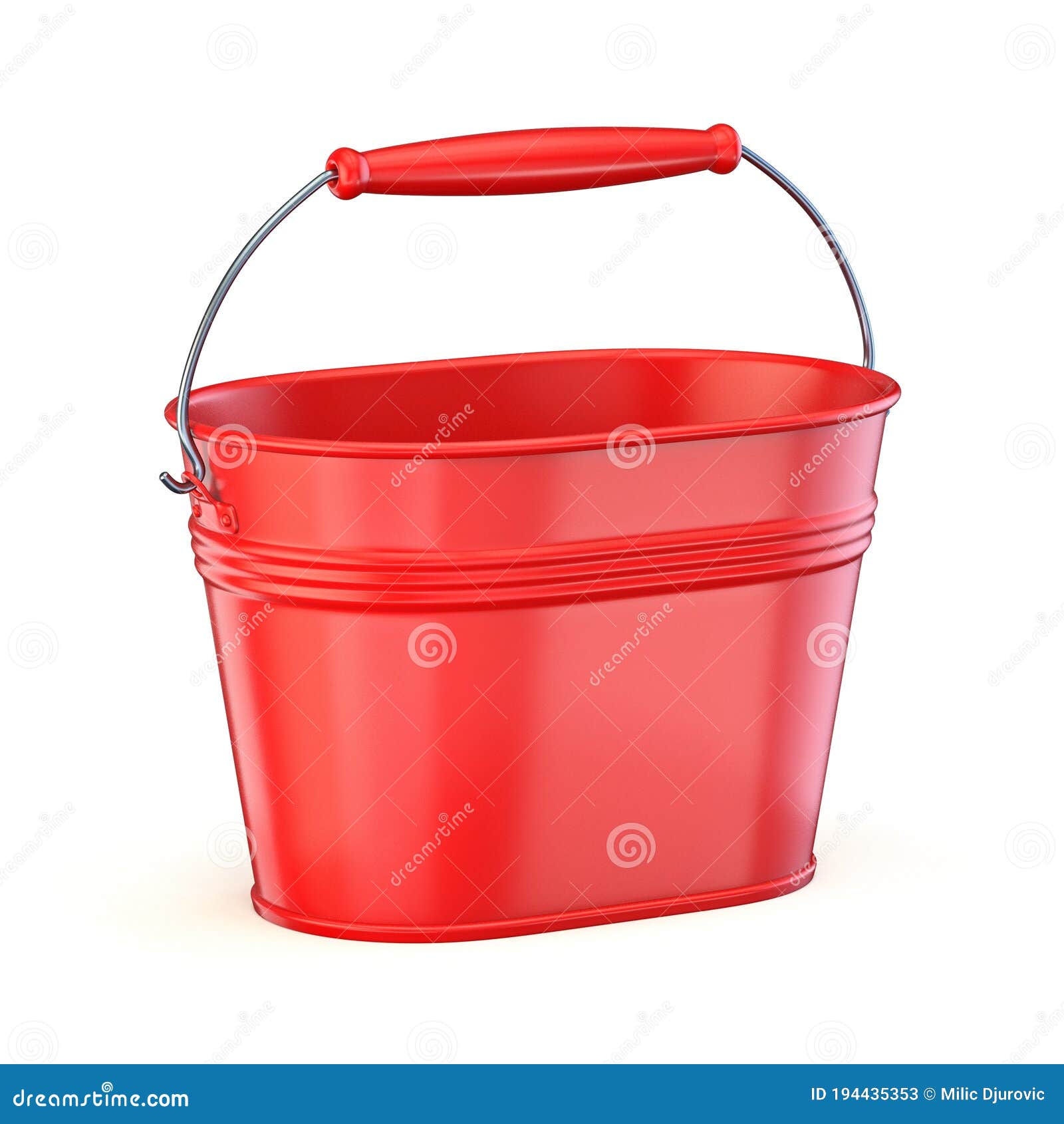 Red metal bucket 3D stock illustration. Illustration of metal - 194435353