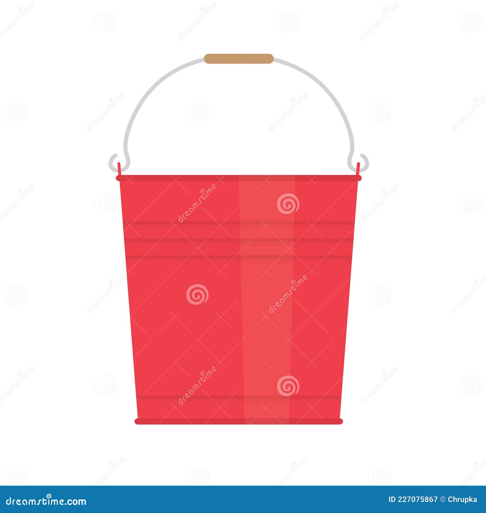 Red metal bucket icon stock vector. Illustration of isolated - 227075867