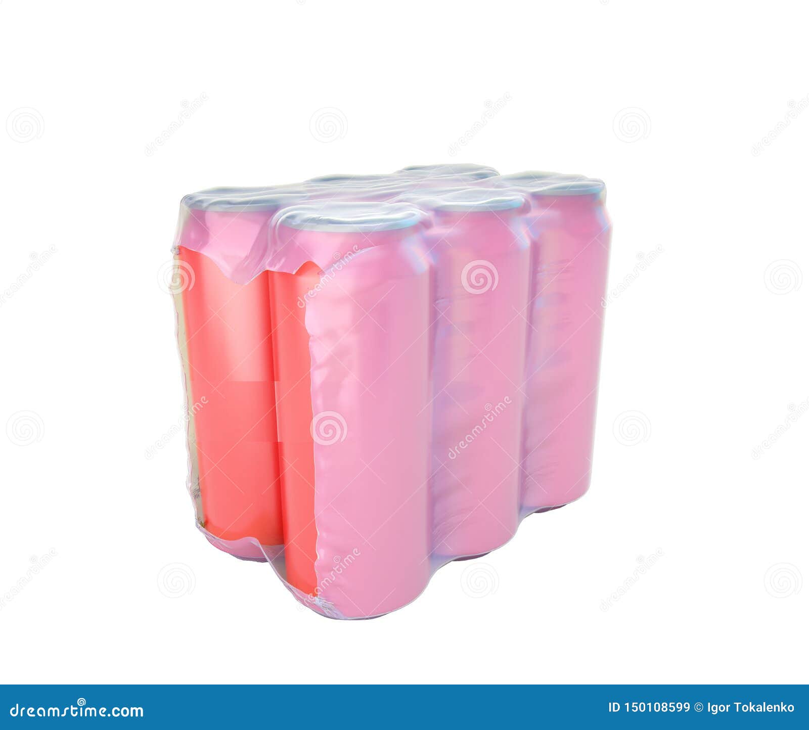 Red Metal Cans in Wrapped Package 3d Render on White No Shadow Stock ...