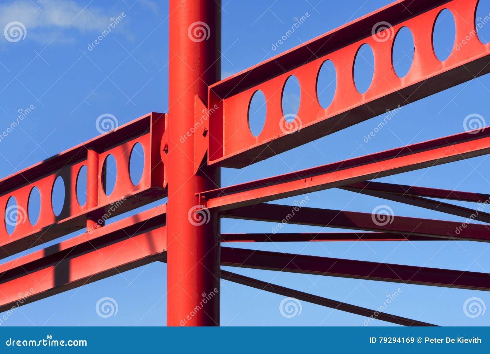 Red Metal Construction Frame Stock Image - Image of modern, industry ...