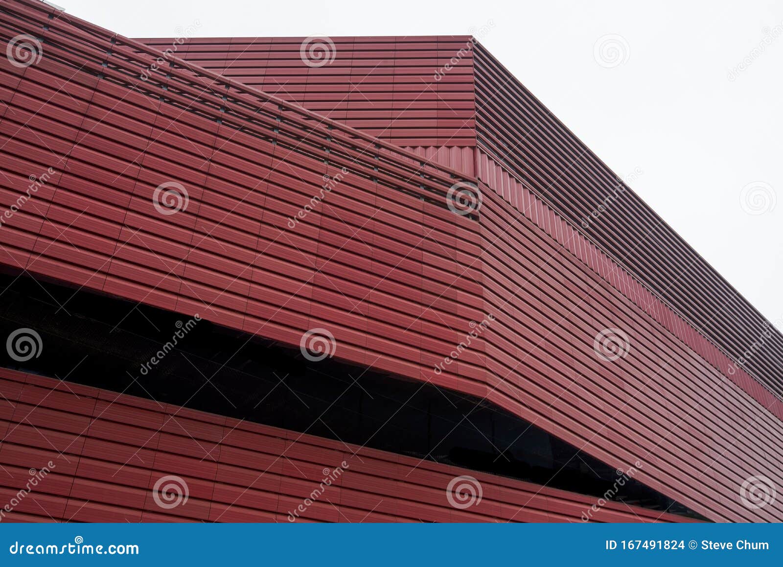 Red Metal Facade Design of Modern Building Stock Photo - Image of bath ...